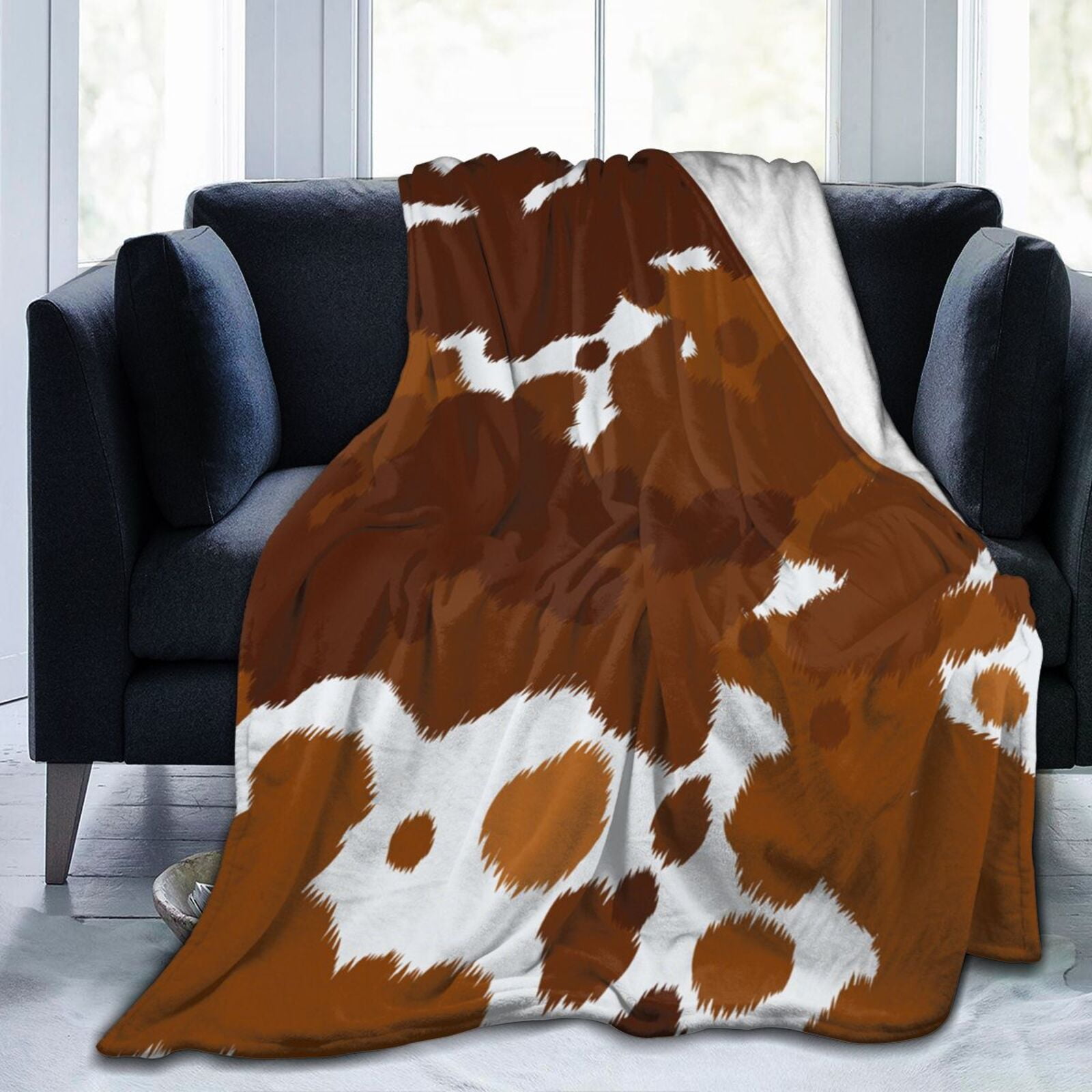Cow Print Animal Pattern Throw Blanket Soft Cozy Warm Durable Fuzzy ...