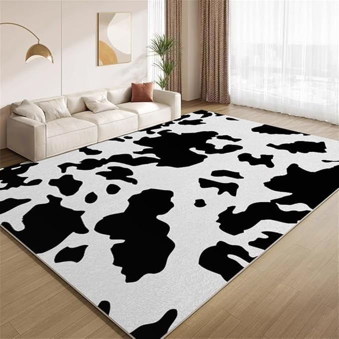 Cow Print Area Rug, Black And White Carpet, Animal Series Home ...