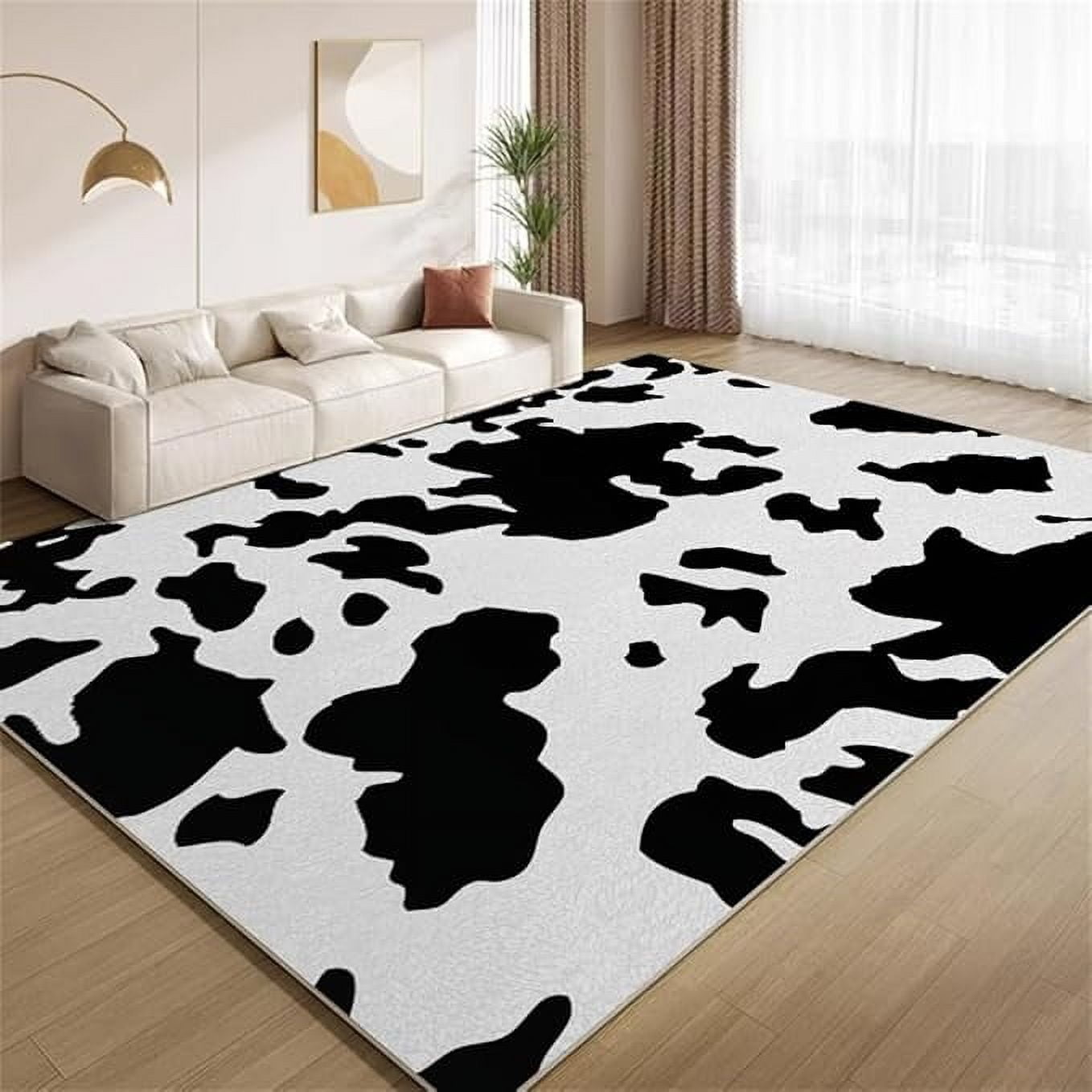 Cow Print Area Rug, Black And White Carpet, Animal Series Home ...