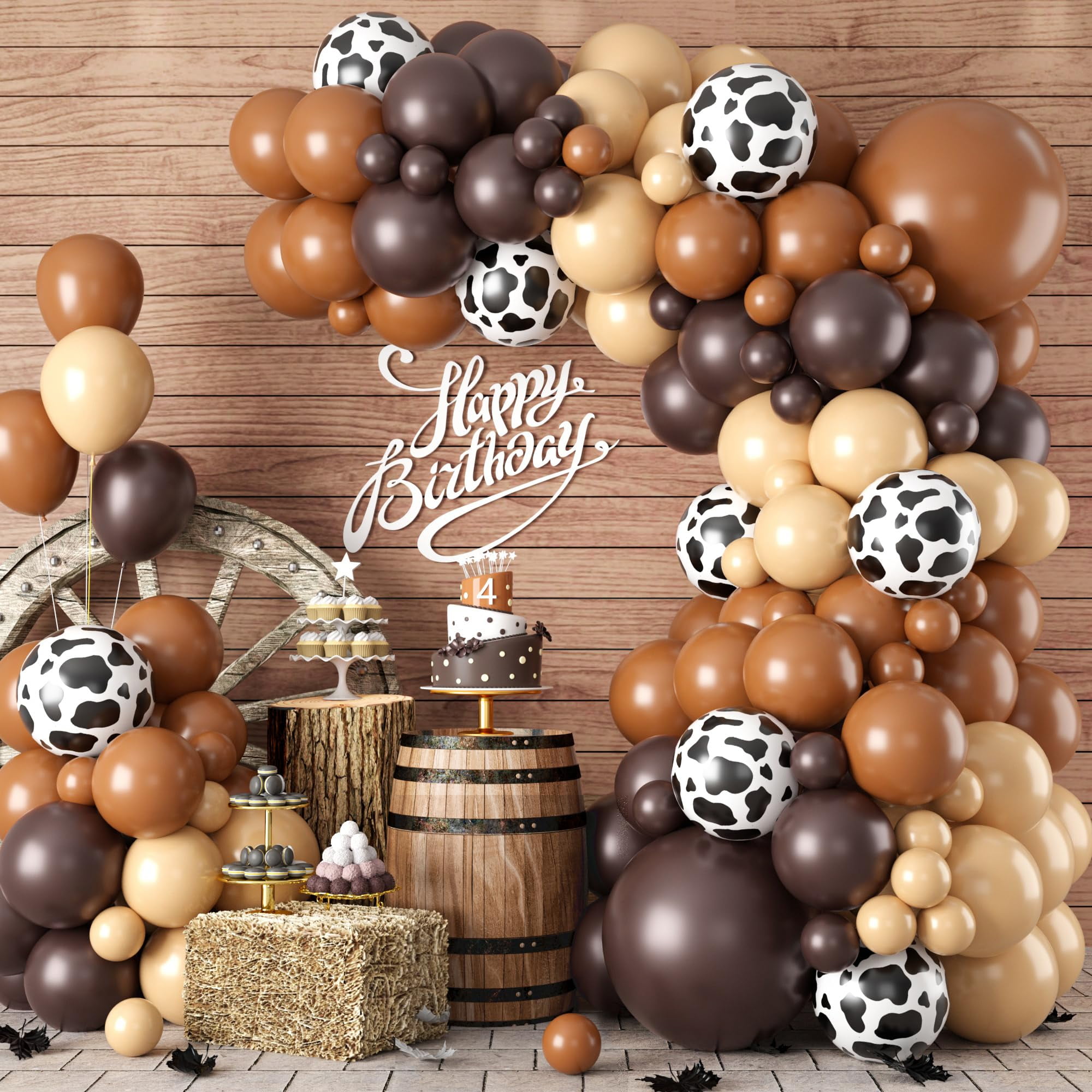 Cow Print Balloon Arch Kit,Nude Brown AFN1Apricot Tan Farm Balloons ...