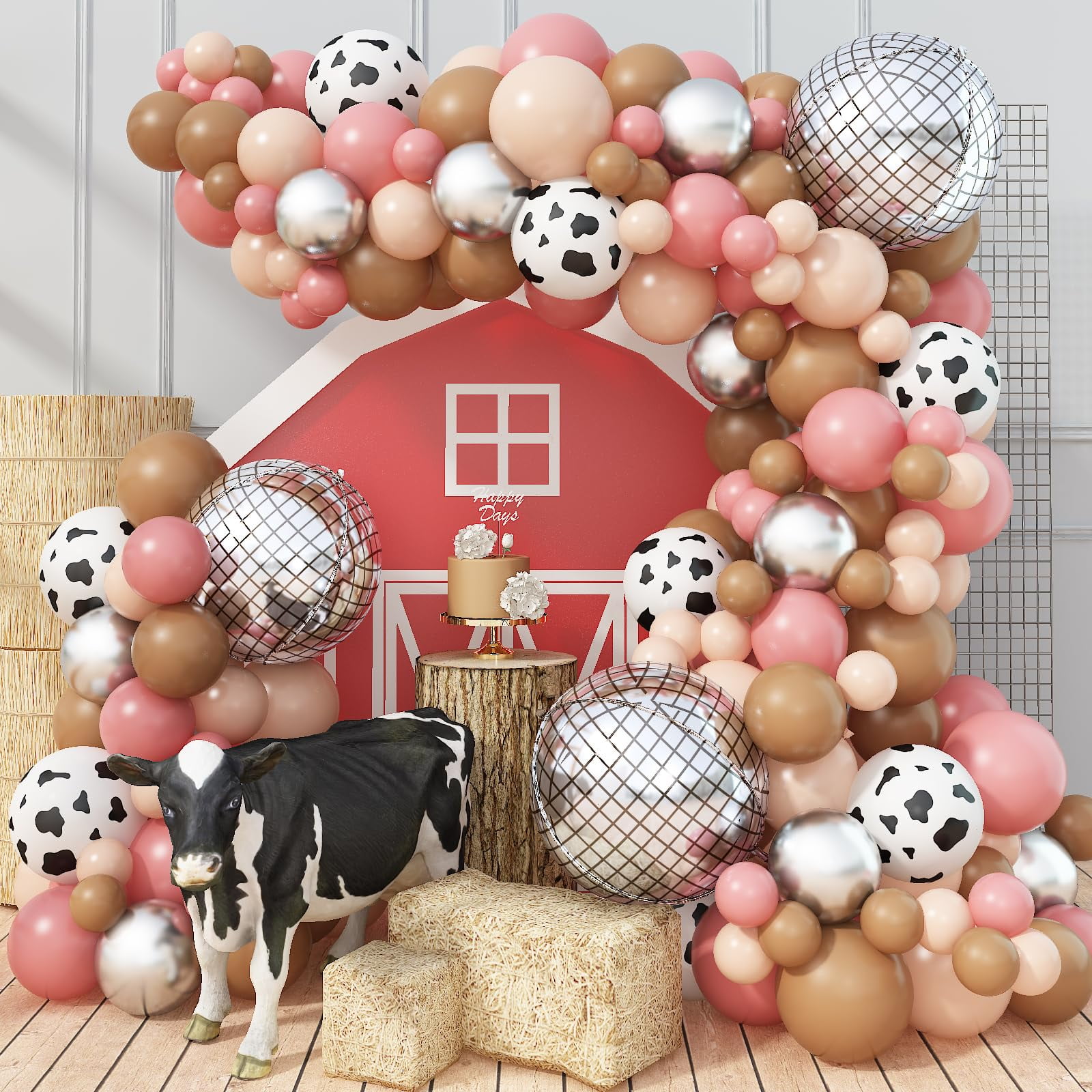 Cow Print Balloon SCH4 Arch Kit, Dusty Pink and Balloon Garland Farm ...