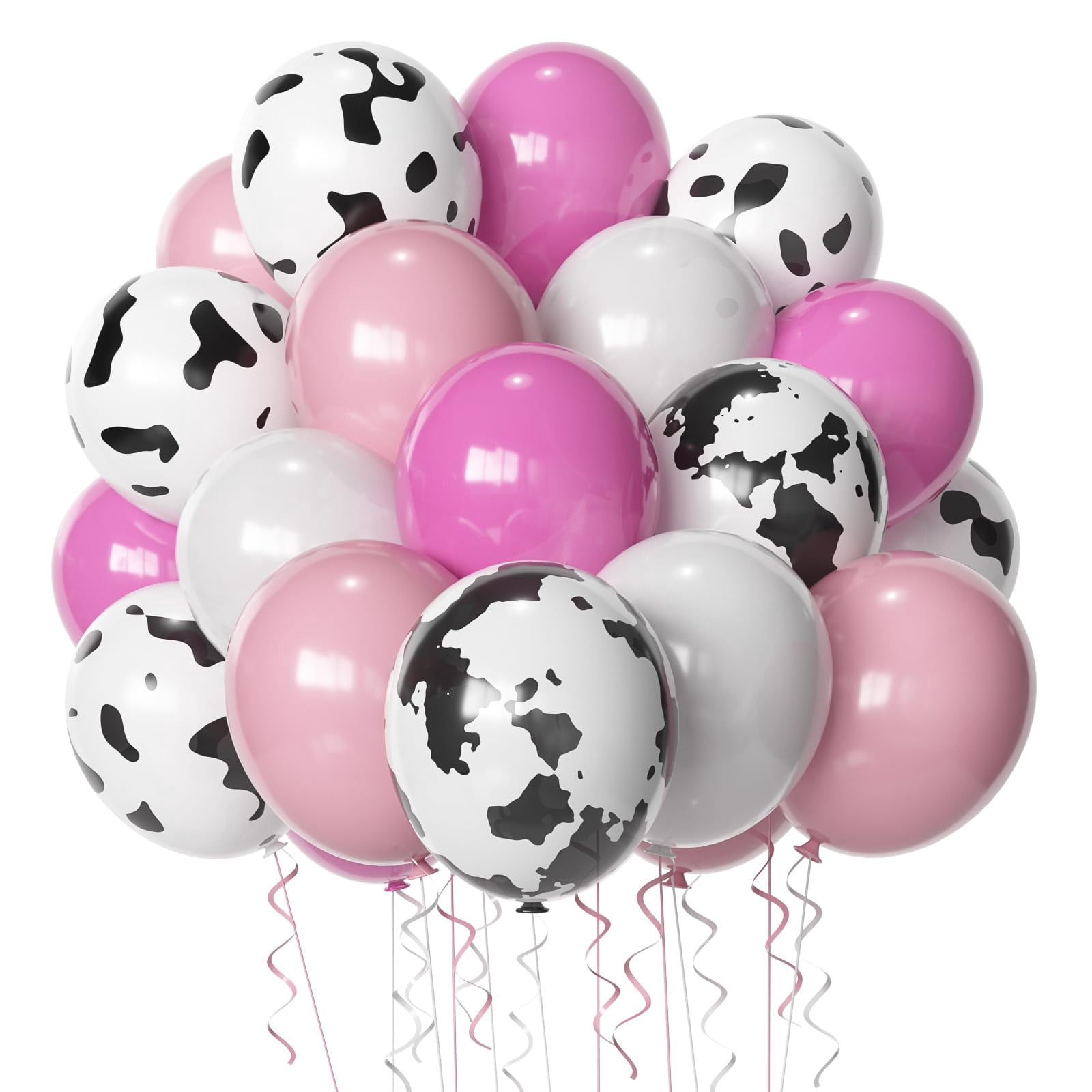 Cow Print Balloons Set, 12Inch 60pcs Pink White Cow Balloons Cow Print ...