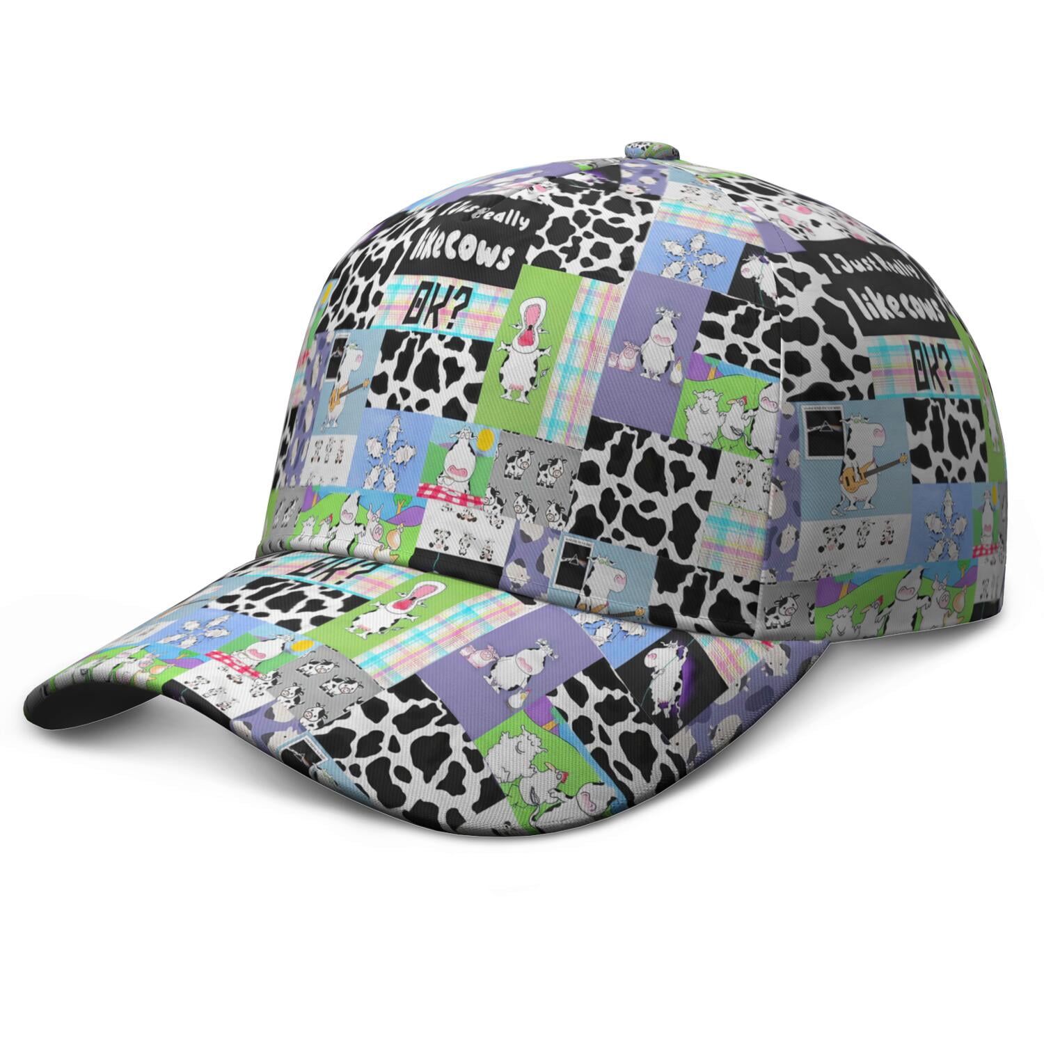 Cow Print Baseball Cap - Adjustable Snapback Hat for Cow Lovers with ...