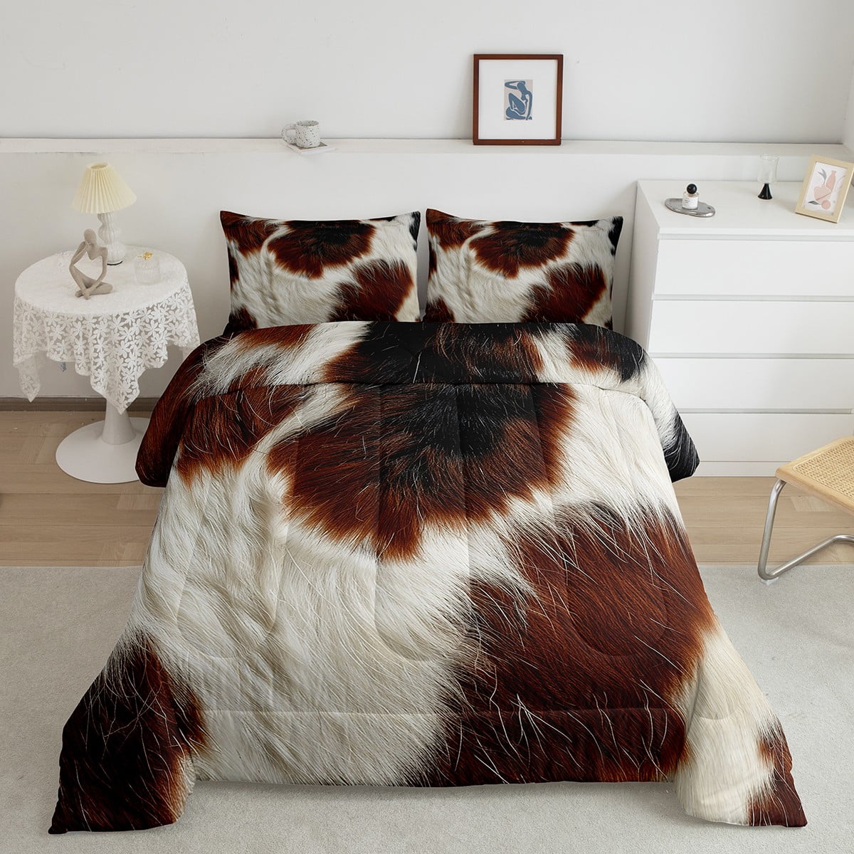Cow Print Bedding for Boys Girls Highland Cattle Cow Print Comforter ...