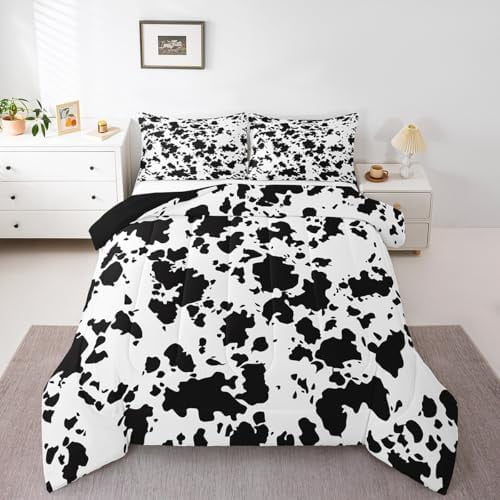 Cow Print Bedding King,Milk Cow Cattle Comforter Set for Kids Teens ...