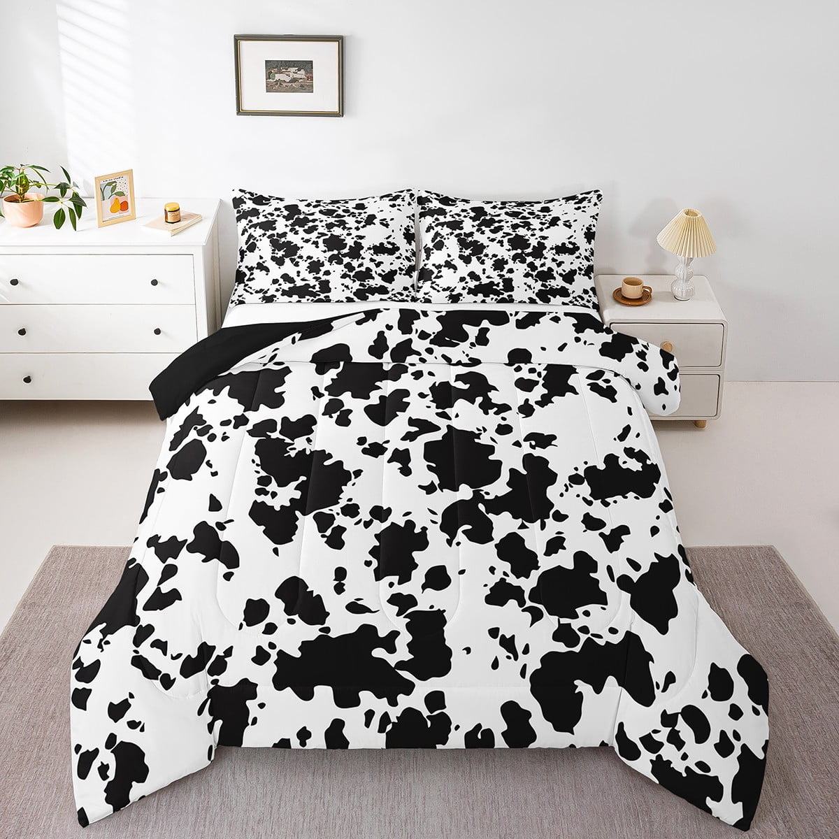 Cow Print Bedding Queen,Milk Cow Cattle Comforter Set for Kids Teens ...