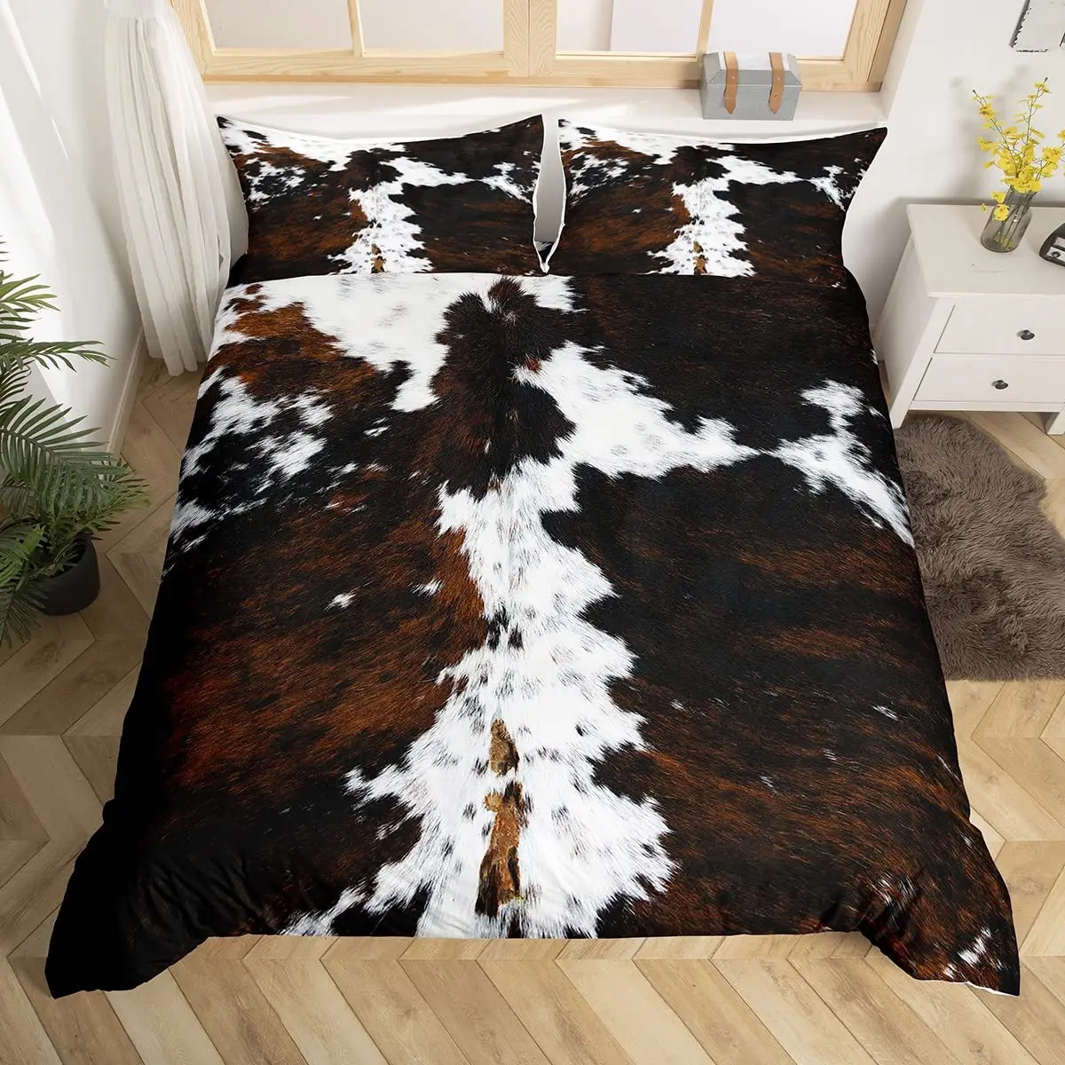 Cow Print Bedding Set King Highland Cow Cattle Bull Comforter Cover Cow ...