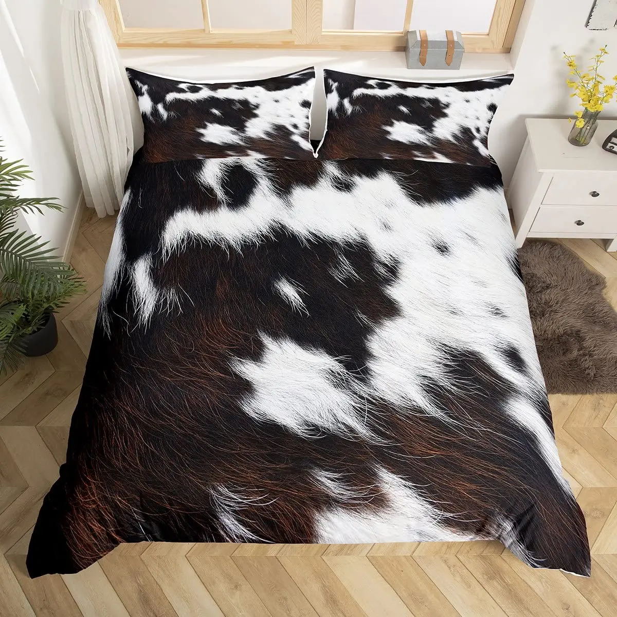 Cow Print Bedding Set King Highland Cow Cattle Bull Comforter Cover Cow ...