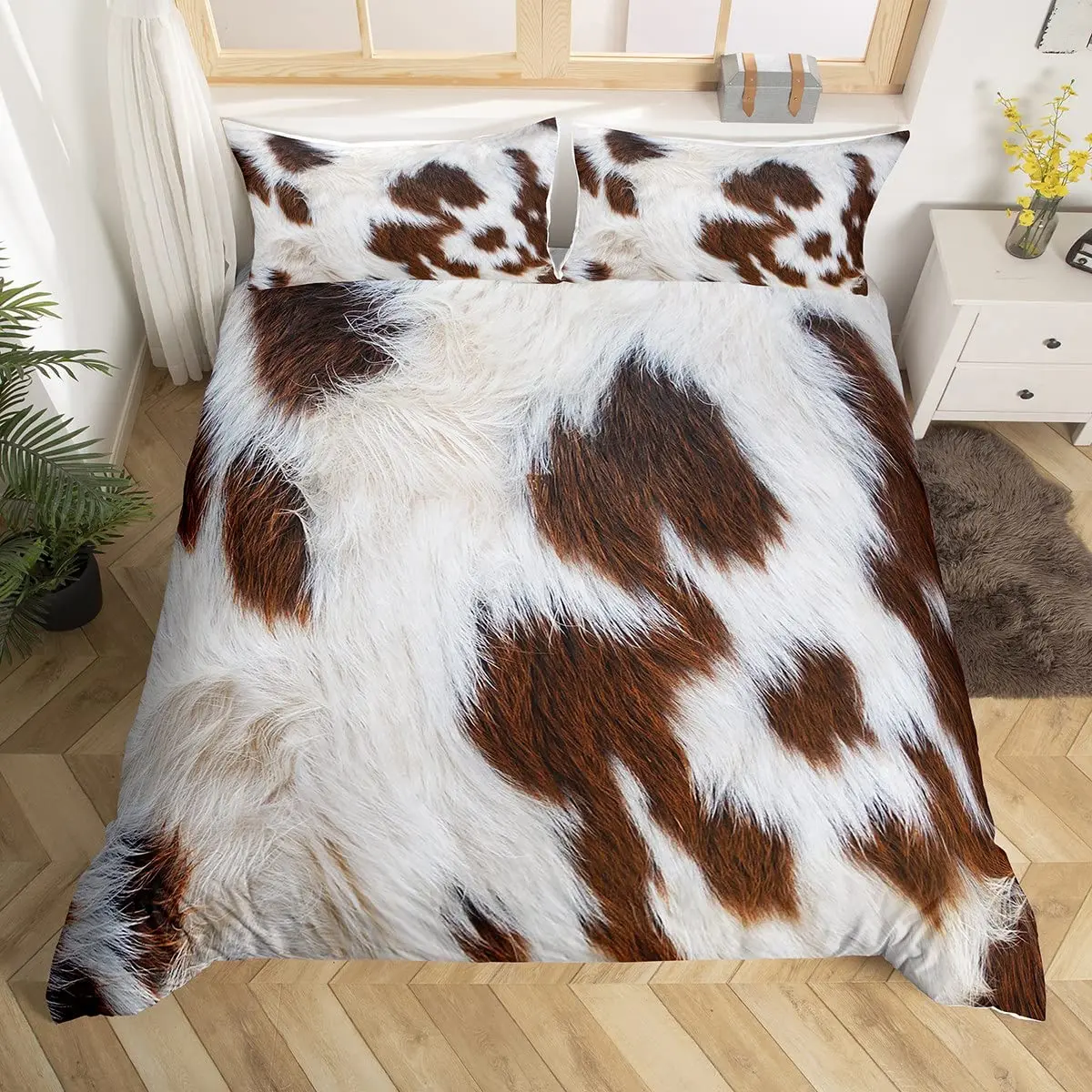 Cow Print Bedding Set King Highland Cow Cattle Bull Comforter Cover Cow ...