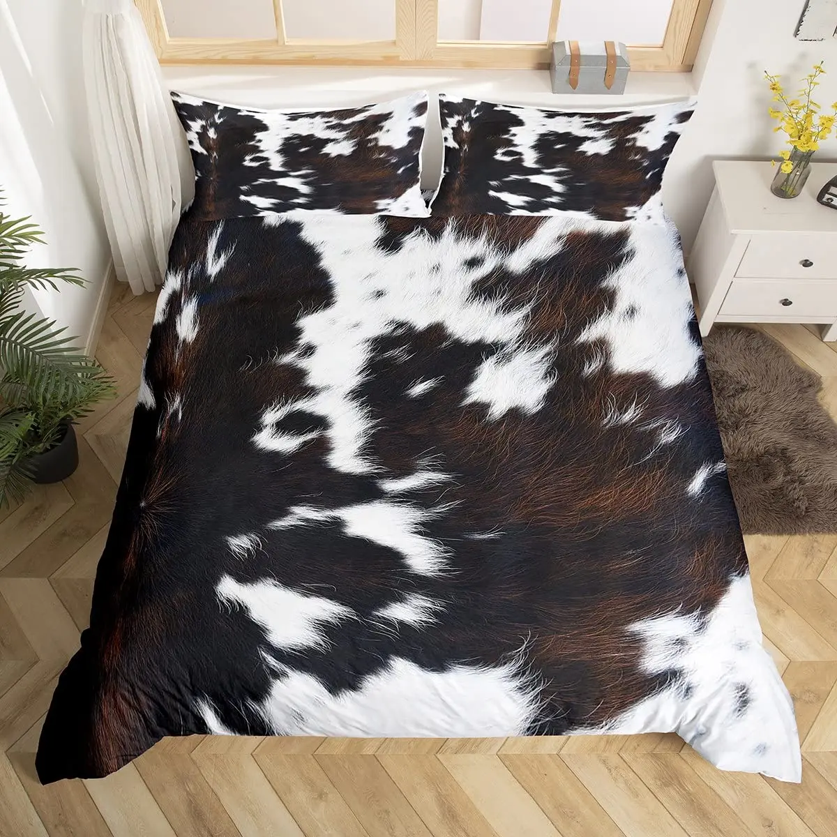 Cow Print Bedding Set King Highland Cow Cattle Bull Comforter Cover Cow ...