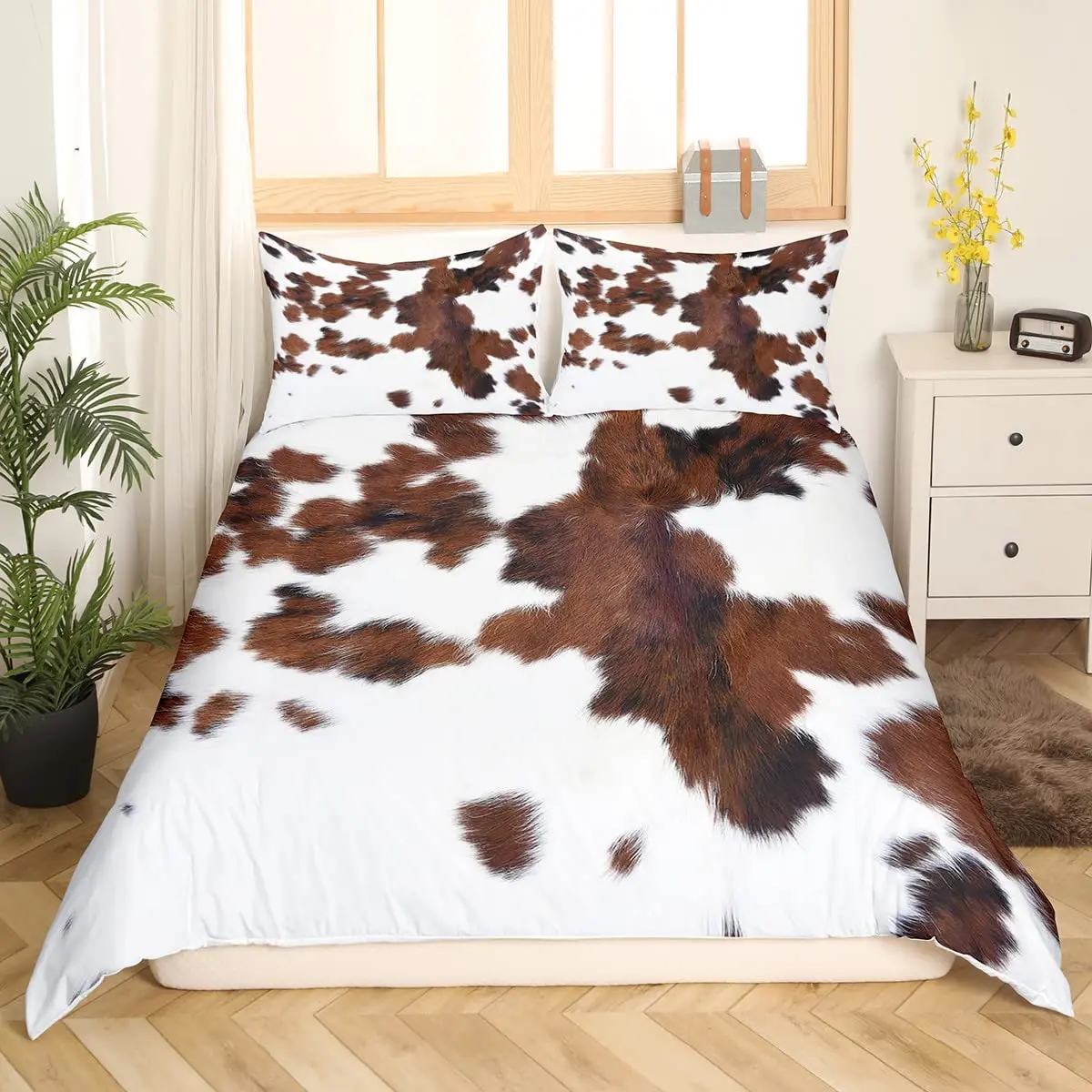 Cow Print Bedding Set King Highland Cow Cattle Bull Comforter Cover Cow ...