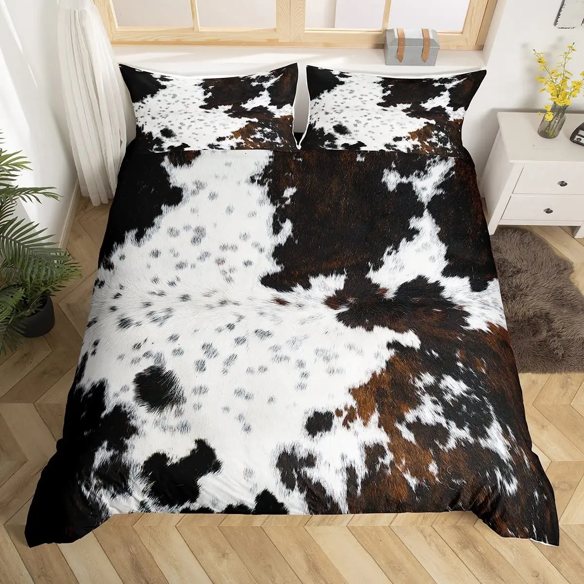 Cow Print Bedding Set King Highland Cow Cattle Bull Comforter Cover Cow ...