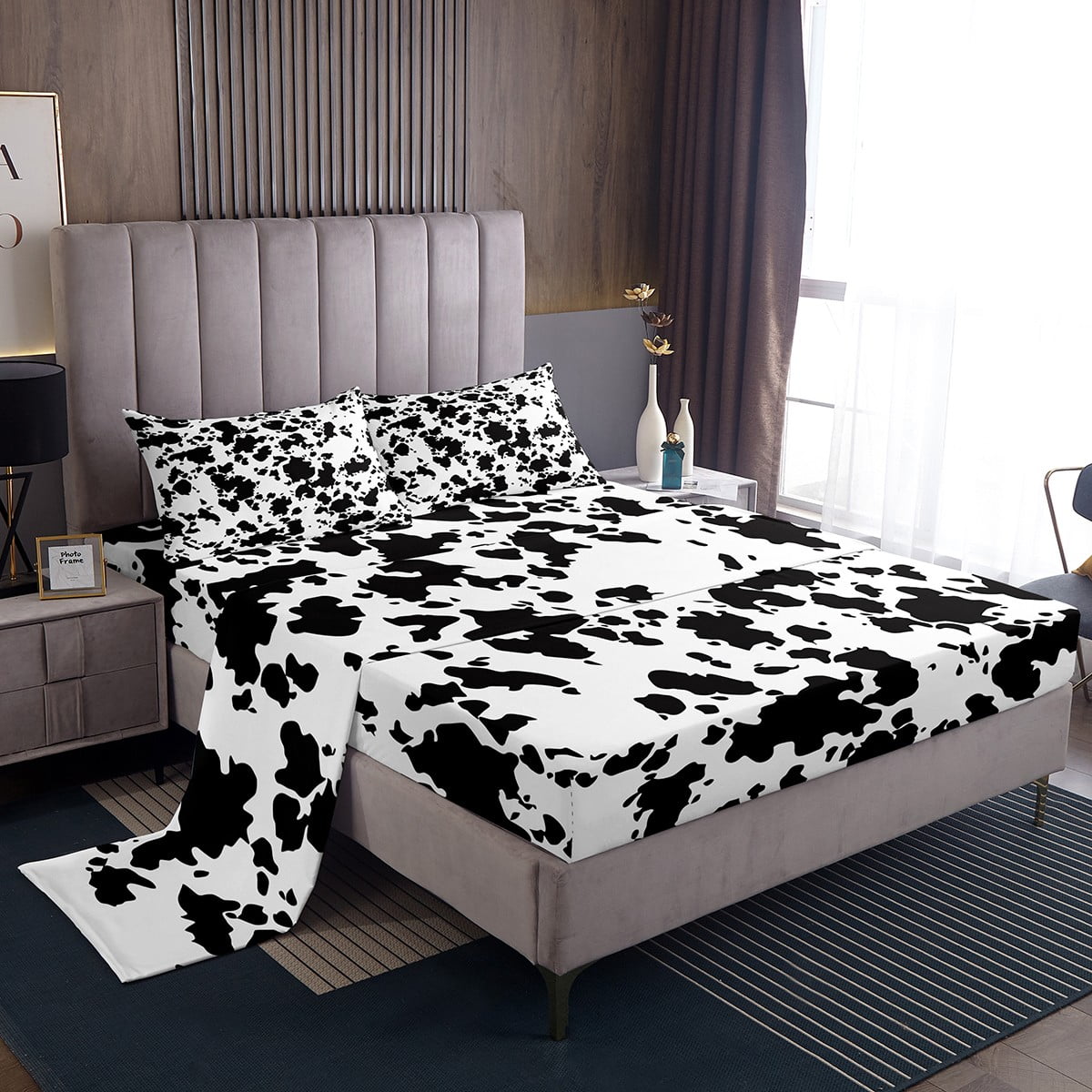 Cow Print Bedding Set King Size,Milk Cow Cattle Bed Sheets Set Teens ...