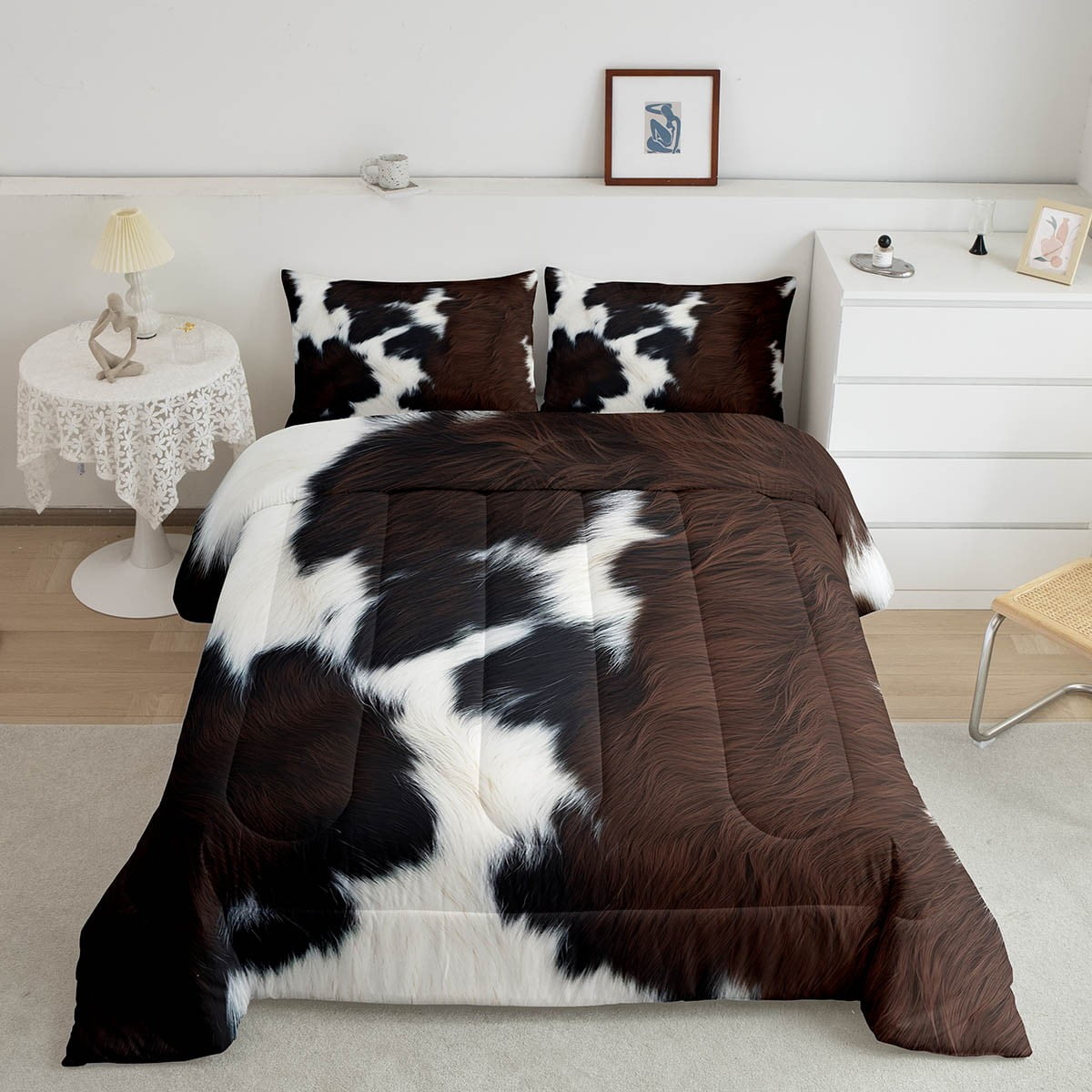 Cow Print Bedding Set Teens Adults,Western Highland Cowhide Comforter ...