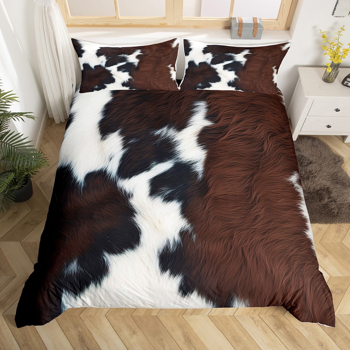Cow Print Bedding Set for Teens Adults,Western Highland Cowhide Duvet ...