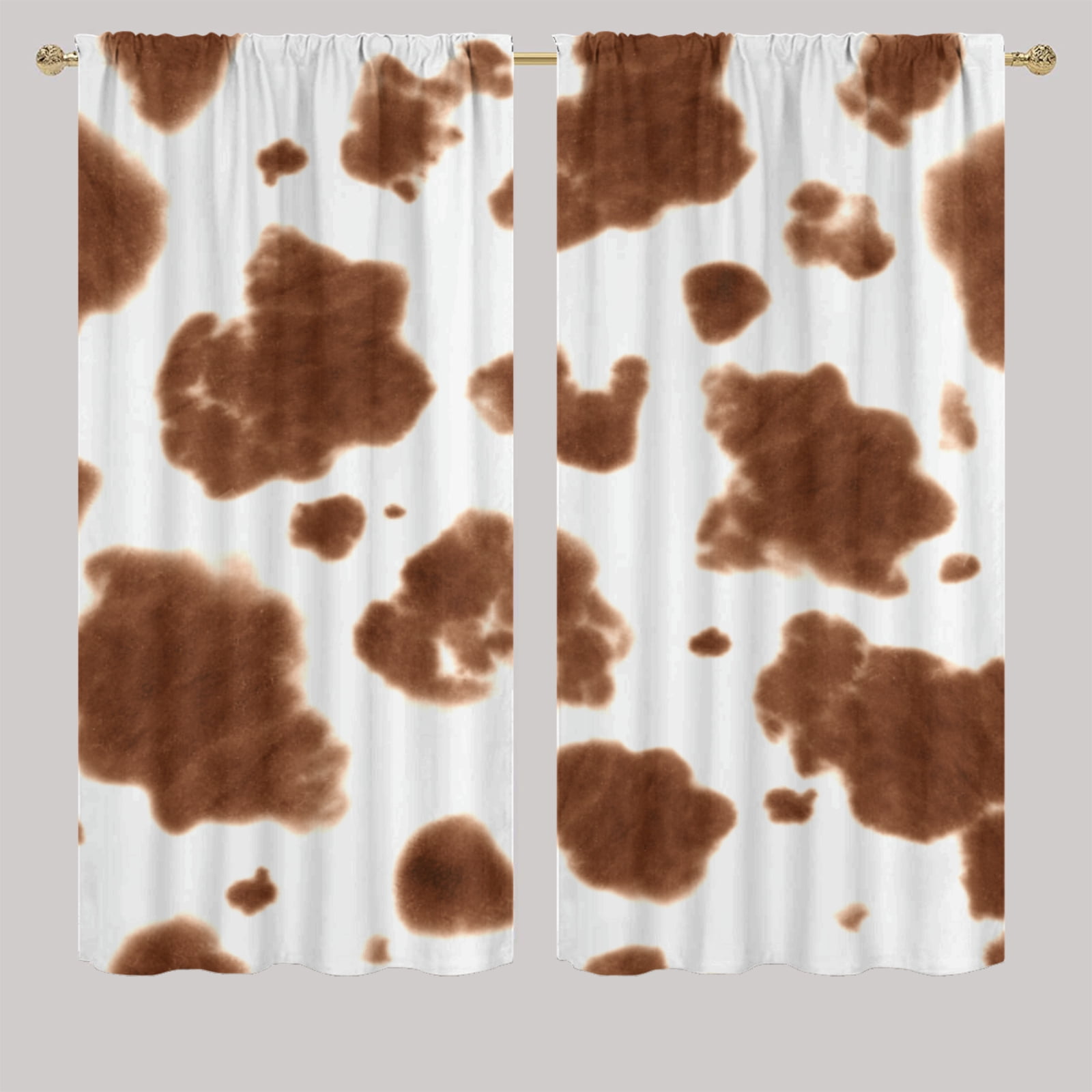 Cow Print Bedroom Blackout Curtains Cattle Skin with Brown Spots ...