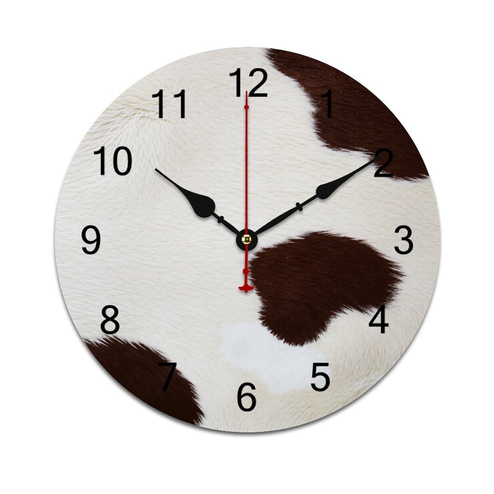 Cow Print Bedroom Wall Clock Large Modern Kitchen Dinning Round Living ...
