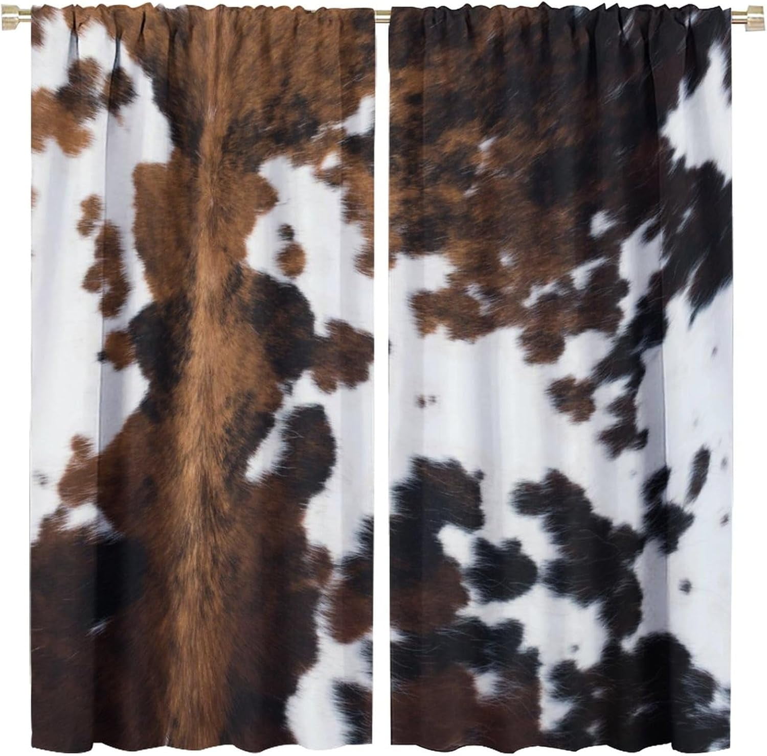 Cow Print Blackout Curtain,Brown White Cowhide Animal Fur Western ...