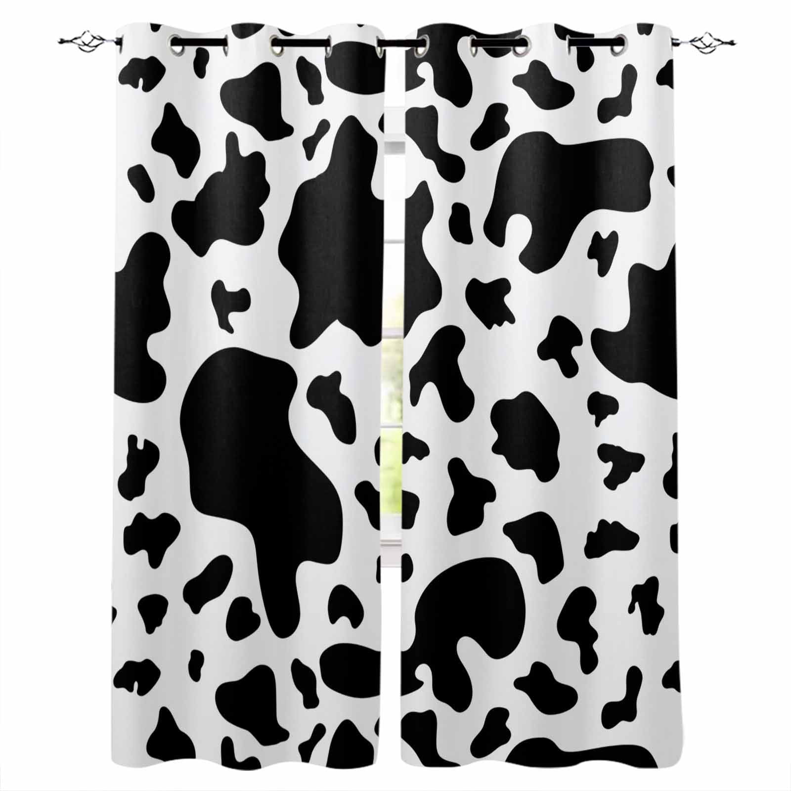 Cow Print Blackout Curtains 84 Inches Long for Bedroom, Modern Black ...
