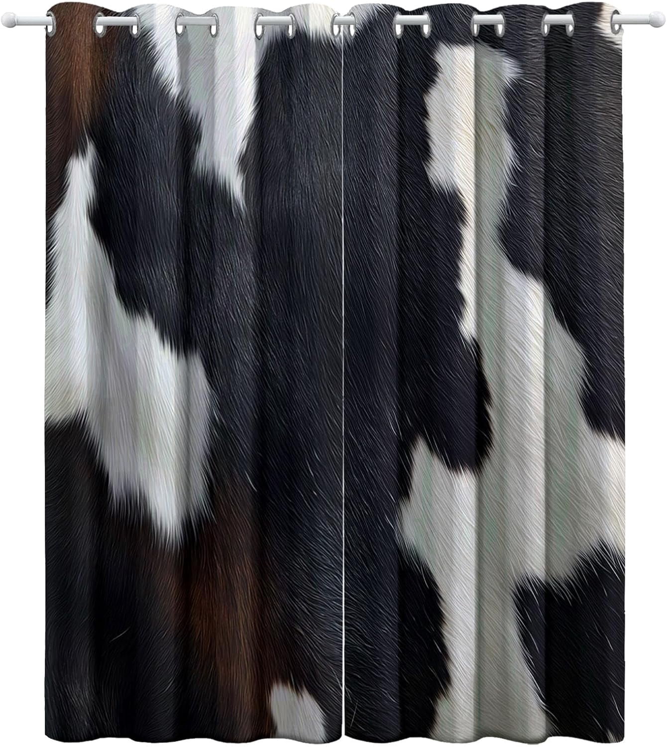 Cow Print Blackout Curtains, Abstract Black White Color Block Window ...