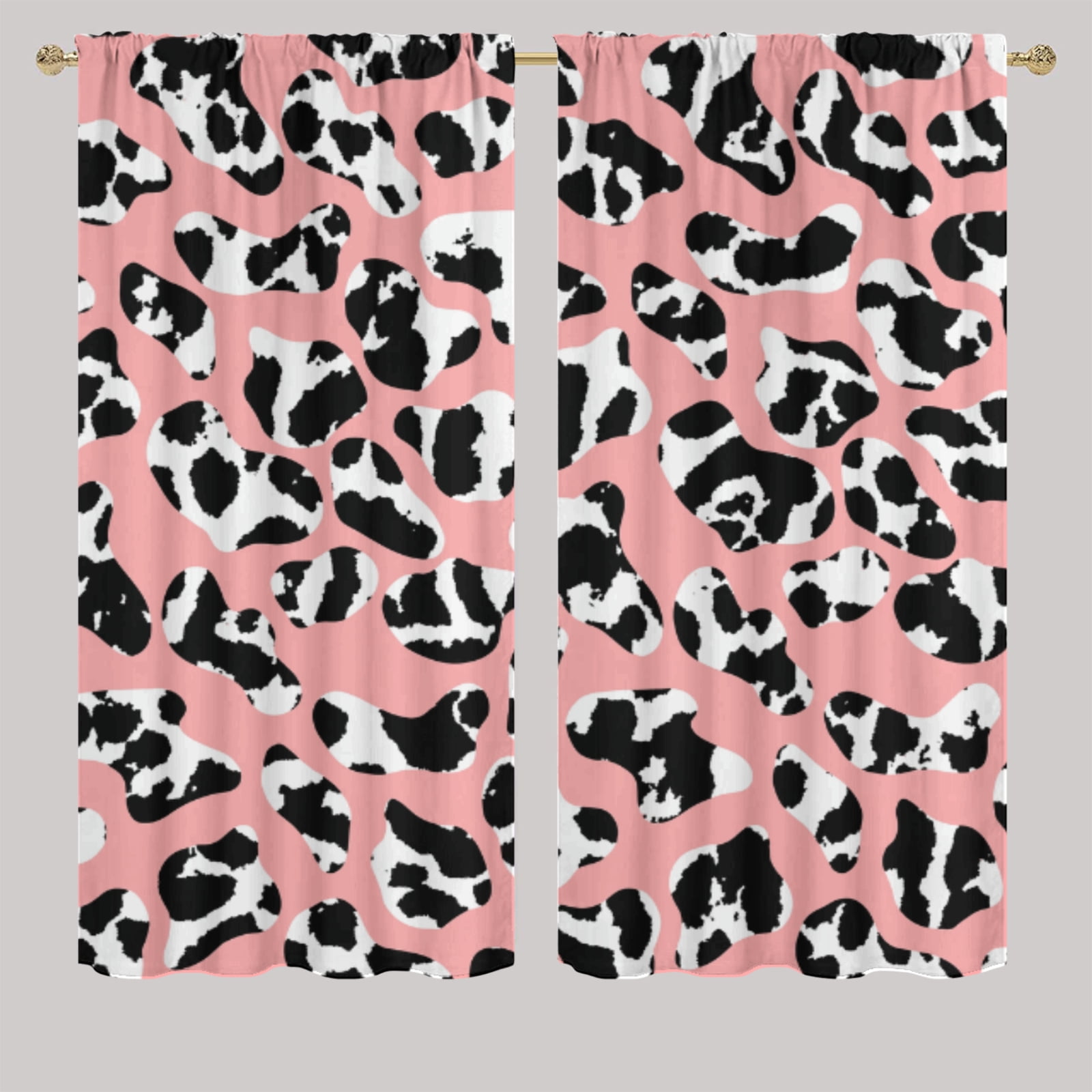 Cow Print Blackout Curtains for Bedroom Pink Black White Camouflage ...