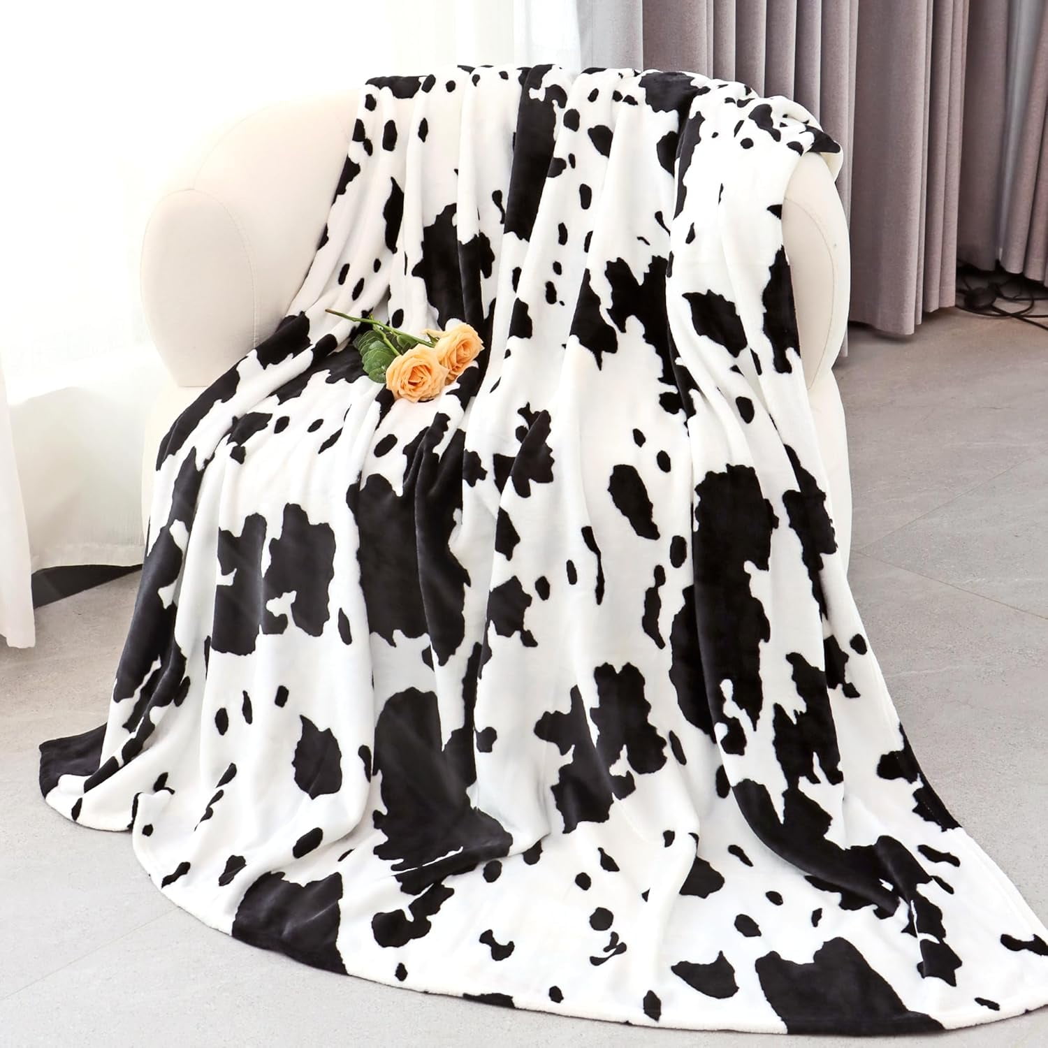 Cow Print Blanket Soft Black and White Cow Throw Blankets Warm Cozy ...
