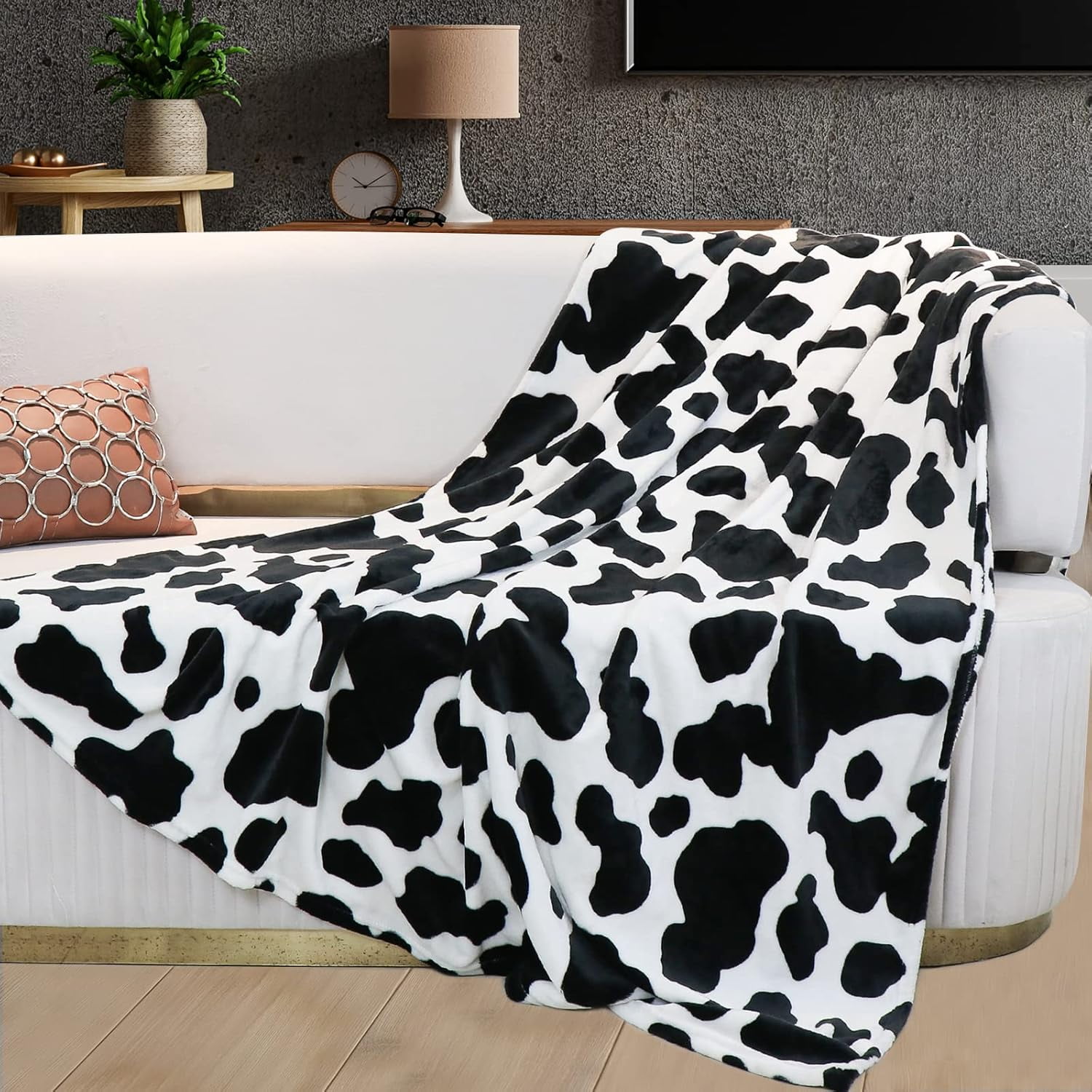 Cow Print Blanket Soft Warm Plush Fleece Cute Cow Printed Blankets and ...
