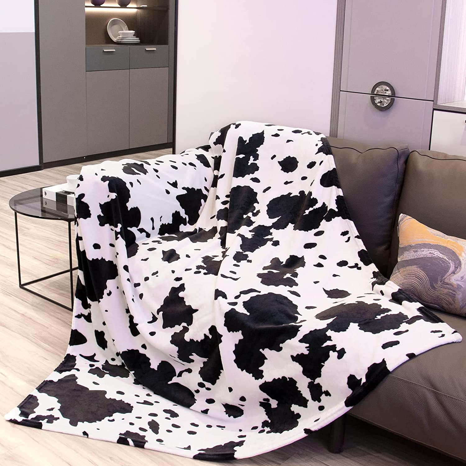 Cow Print Blanket Twin Size - 300GSM Lightweight Plush Blankets and ...