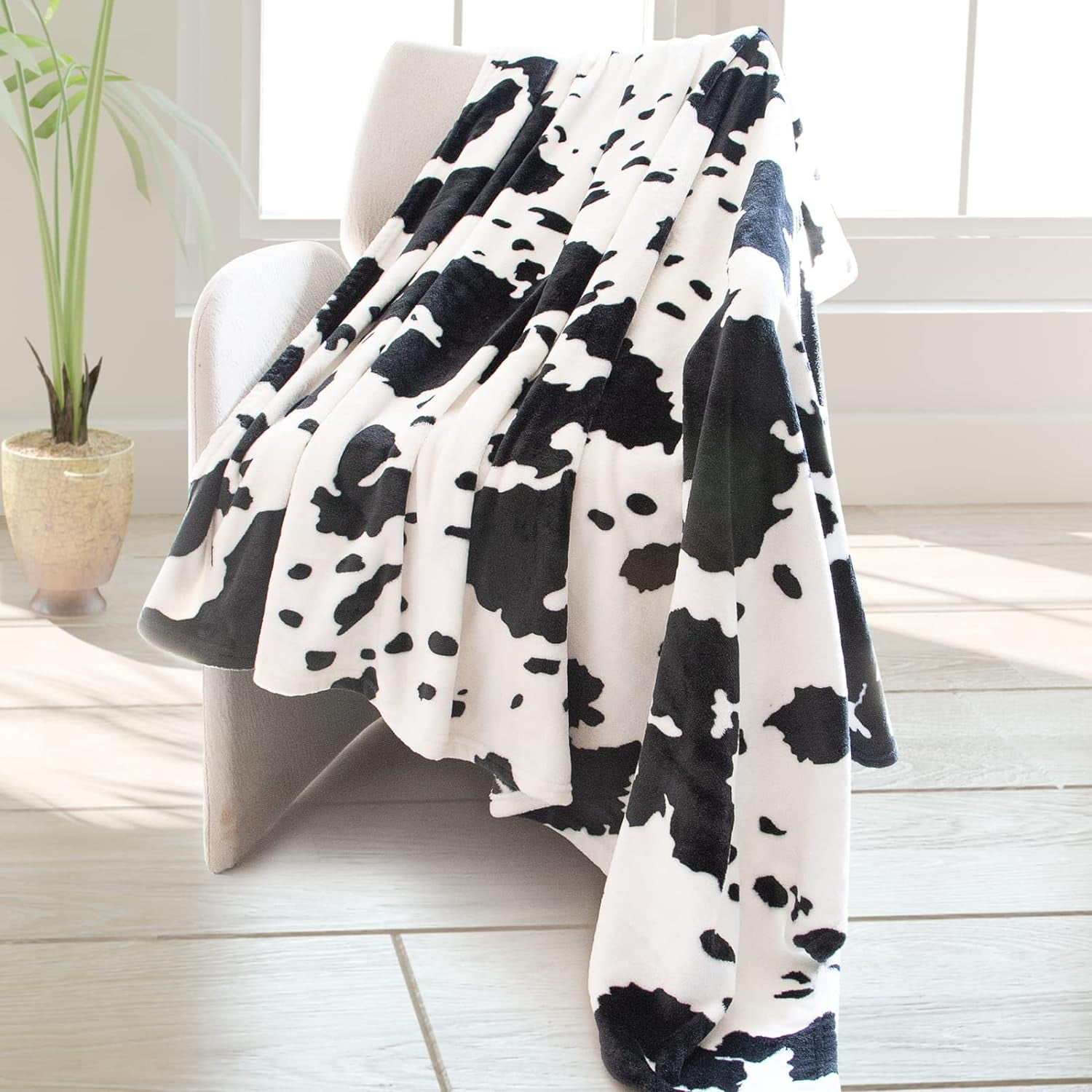Cow Print Blanket Warm Plush Cute Cow Throw Blanket Soft Fleece Flannel ...
