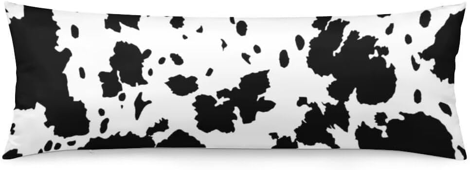 Cow Print Body Pillow Cover Black and White Cow Long Pillow Case with ...