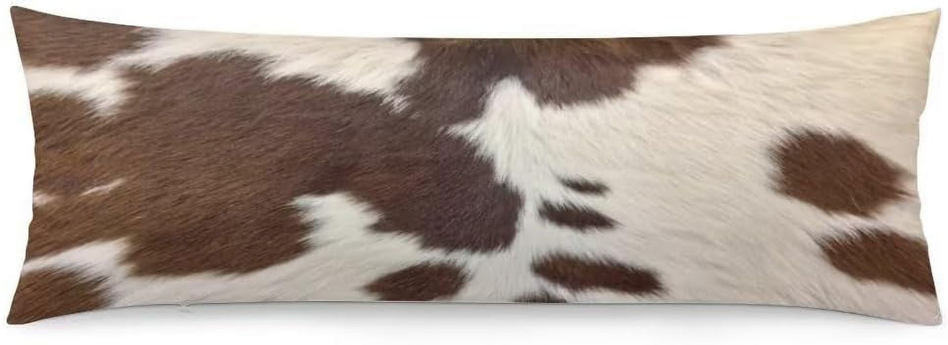 Cow Print Body Pillow Cover Brown Cowhide Western Farmhouse Long Pillow ...