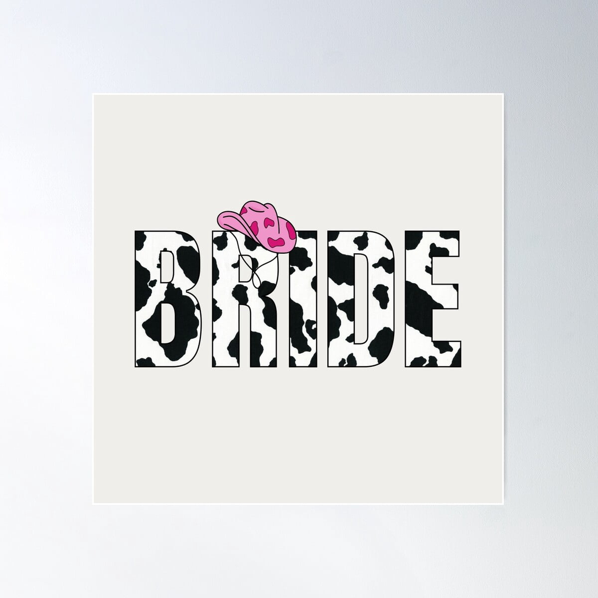 Cow Print Bride Design With Pink Cowboy Hat Â€“ Western Bachelorette ...