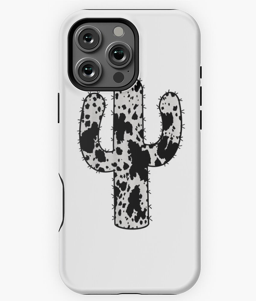 Cow Print Cactus Western Desert Phone Case for iPhone 16 15 14 13 12 11 ...