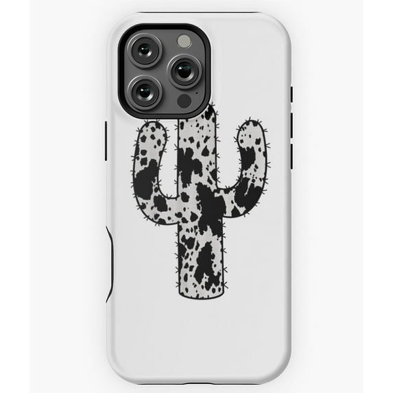 Cow Print Cactus Western Desert Phone Case for iPhone 16 15 14 13 12 11 ...
