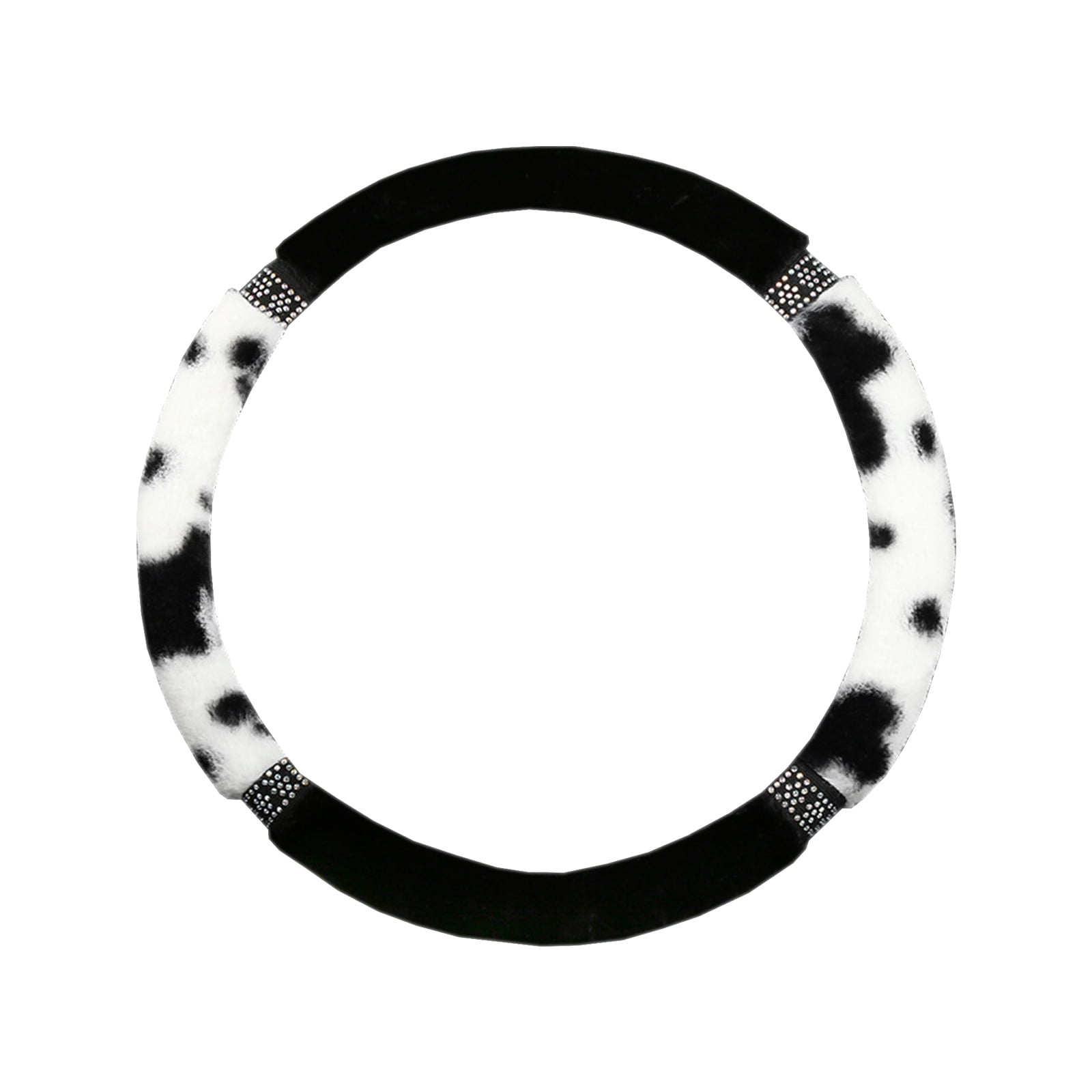 Cow Print Car Accessories Set Cow Plush Fluffy Steering Wheel Cover for ...
