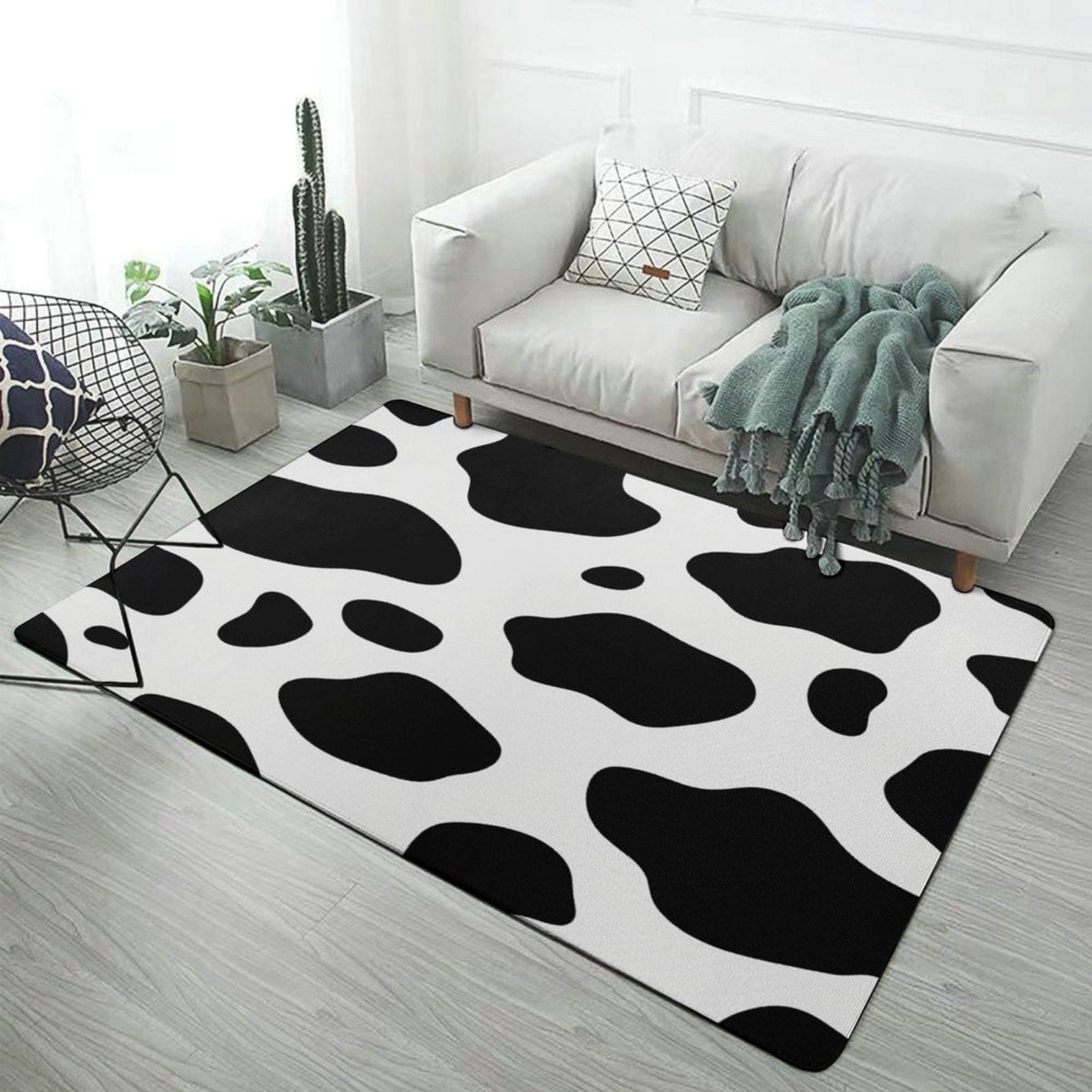 Cow Print Carpet Style Living Room Bedroom Soft Comfy Rug Modern 3d ...