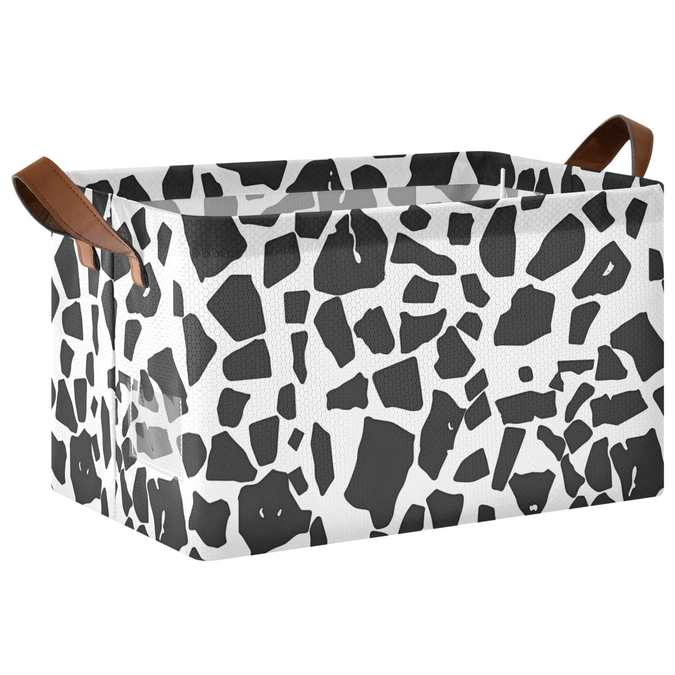 Cow Print Collapsible Storage Bins Fabric Shelf Baskets with Handles 16 ...