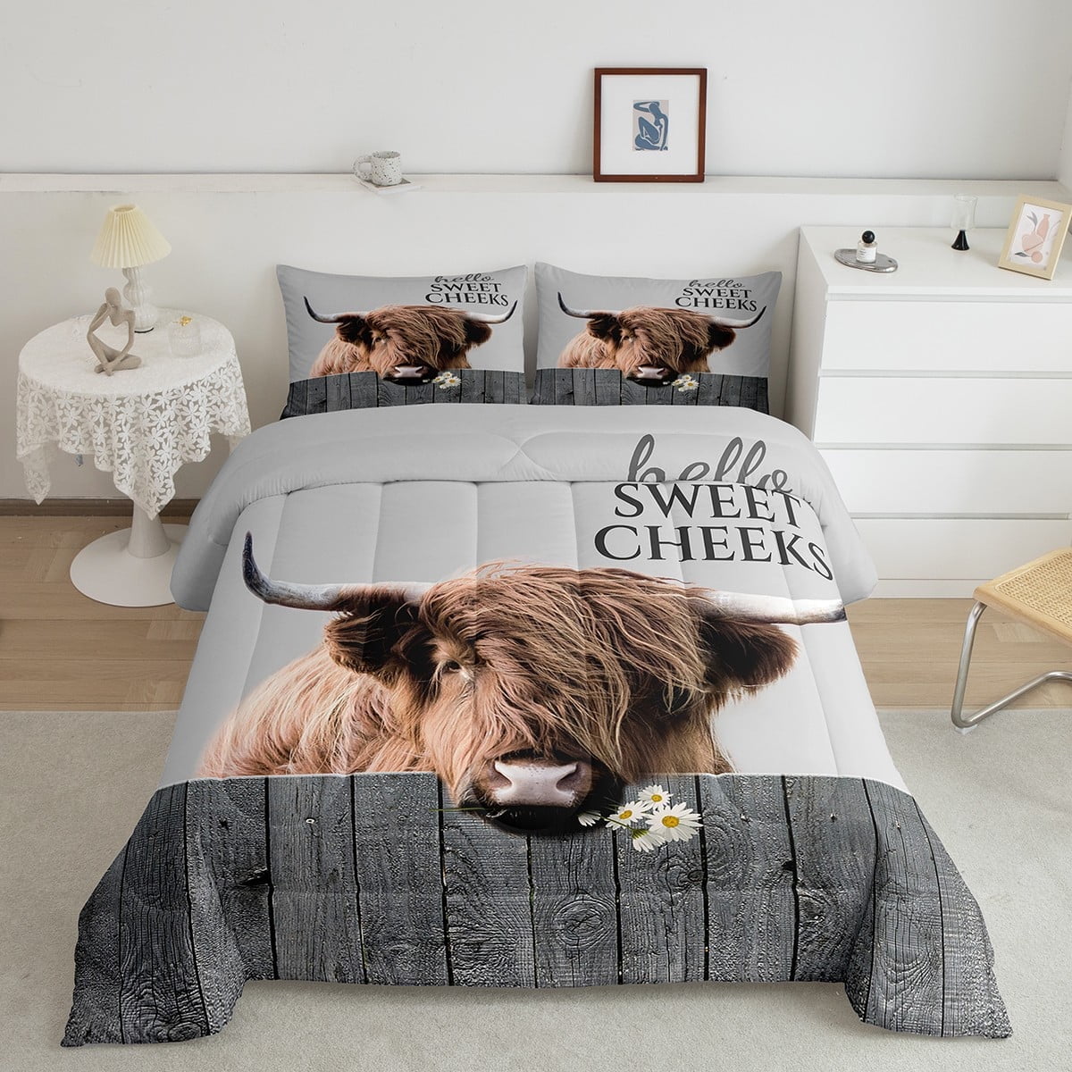Cow Print Comforter Set Highland Cow Bedding Comforter Sets for Adults ...