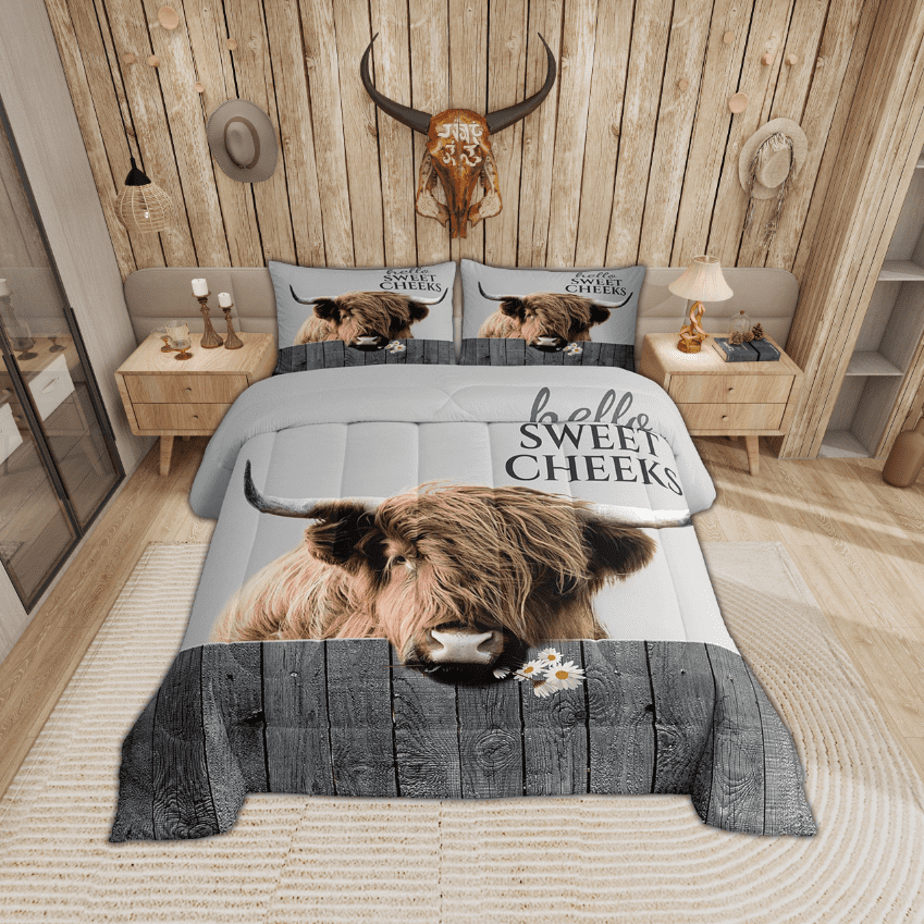 Cow Print Comforter Set Highland Cow Bedding Comforter Sets for Adults ...