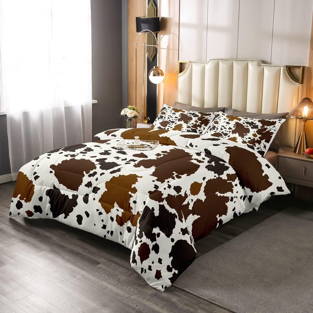 Cow Print Comforter Set King Size Cowhide Bedding Set for Boys Girls ...