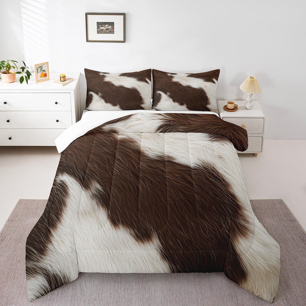 Cow Print Comforter Sets Full Size,Highland Cow Bedding Set,3D Cattle ...