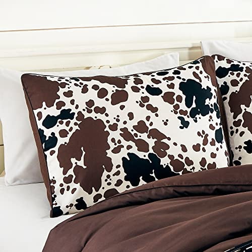 Cow Print Comforter Western theme cowboy Set Milk Cow Print brown black ...