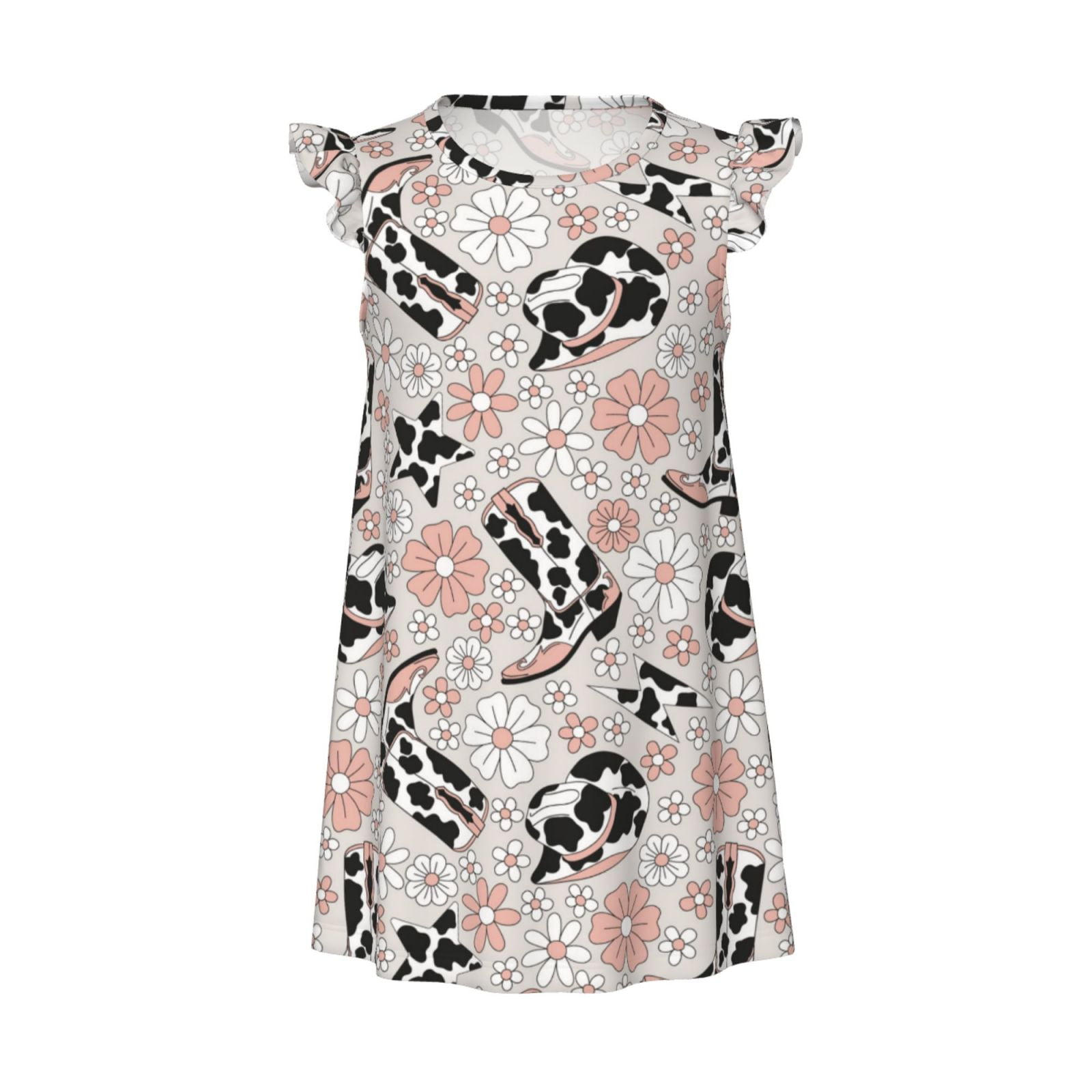 Cow Print Cowboy Hat Boots Flower Girls Nightgowns, Pajamas for Girls ...