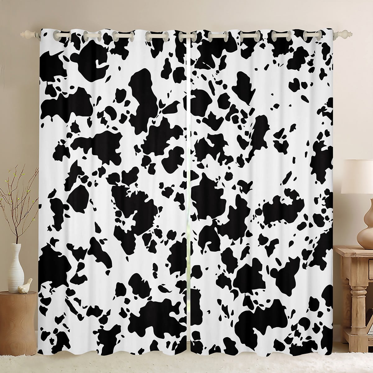 Cow Print Curtains 2 Panels,Milk Cow Cattle Window Curtains Drapes for ...