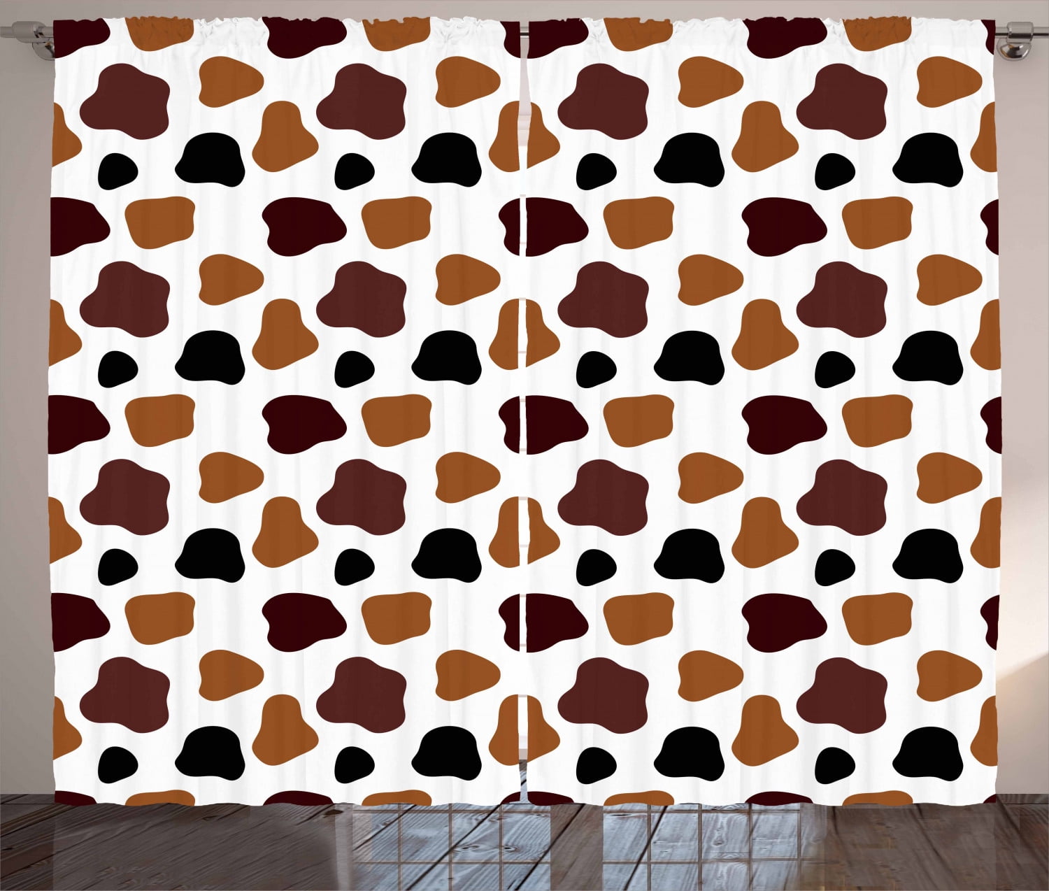 Ambesonne Cow Print Curtains 2 Panel Set, Abstract Cow Hide, 108" x 90 ...