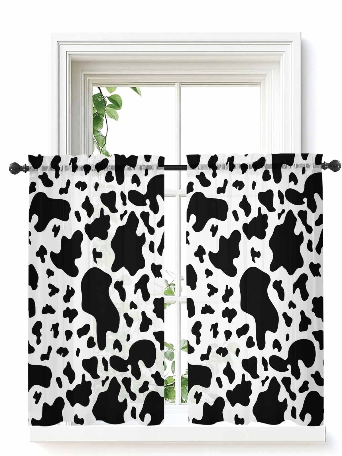 Cow Print Curtains 45 Inch Length, Sheer Curtains for Bedroom Living ...