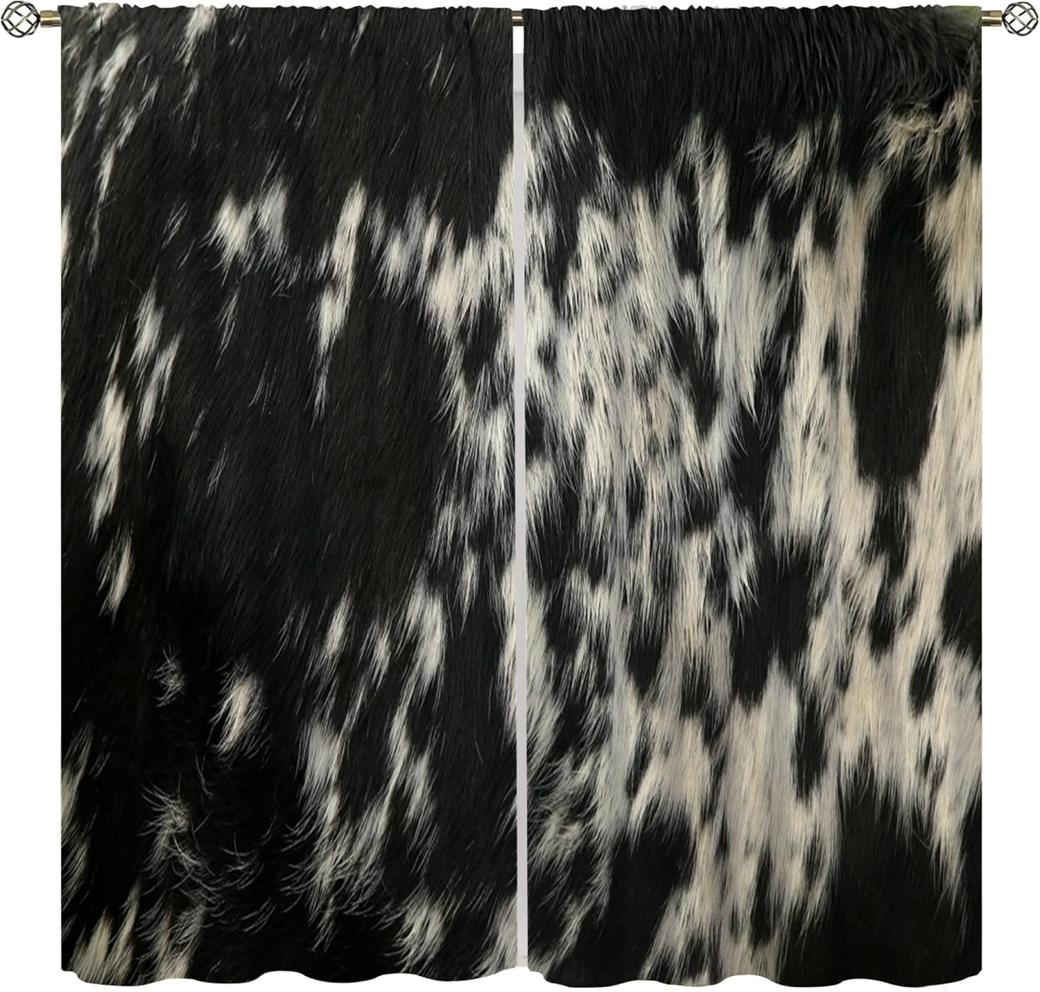 Cow Print Curtains, Animal Print Cowhide Western Farm Window Treatments ...