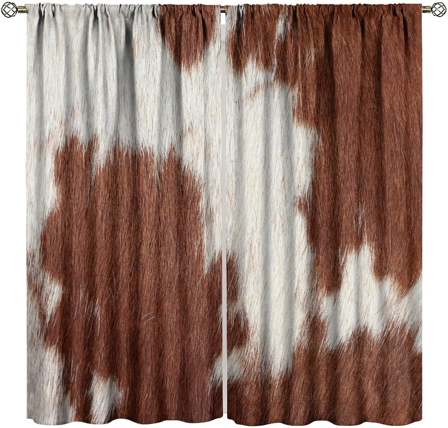 Cow Print Curtains,Cowhide Curtains Rustic Farm Western Brown Cow ...