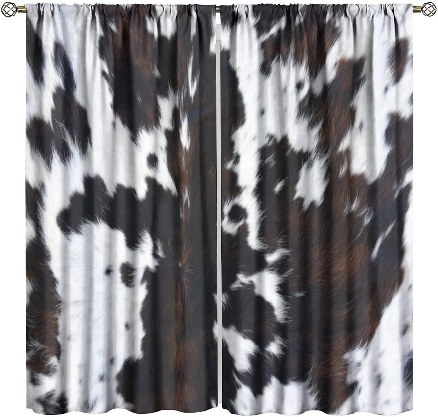 Cow Print Curtains,Cowhide Curtains Rustic Farmhouse Western Black Cow ...