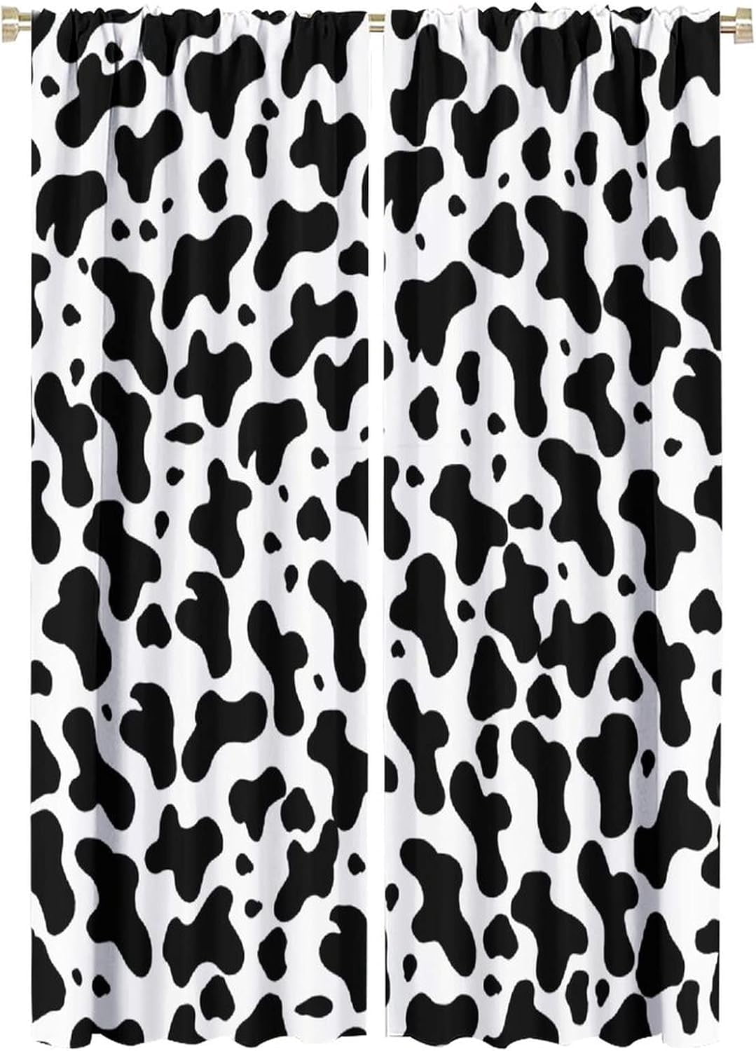 Cow Print Curtains Rustic Farmhouse Animal Black and White Spots ...